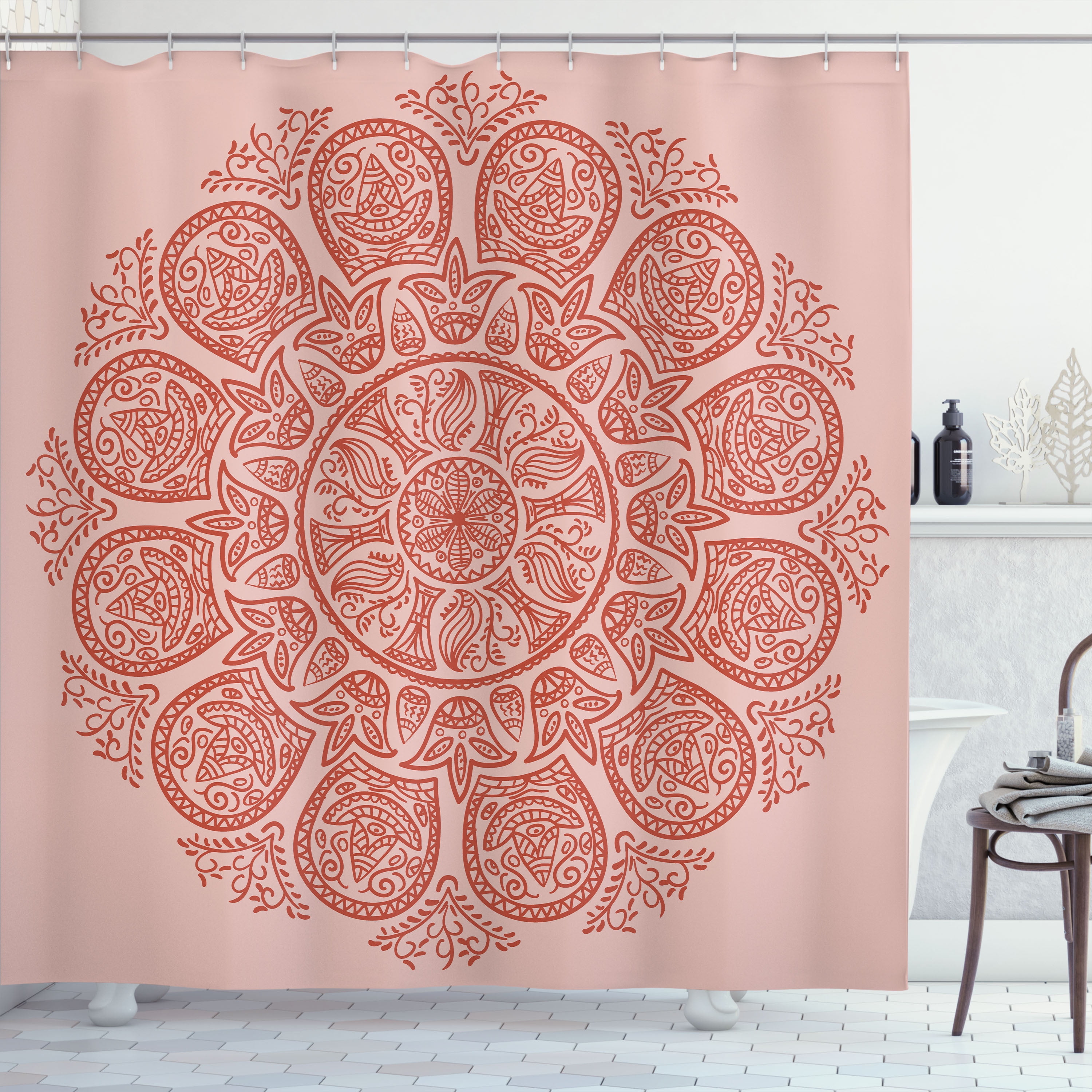 Ambesonne Oriental Shower Curtain, Mandala Design Abstract, 69"Wx70"L ...