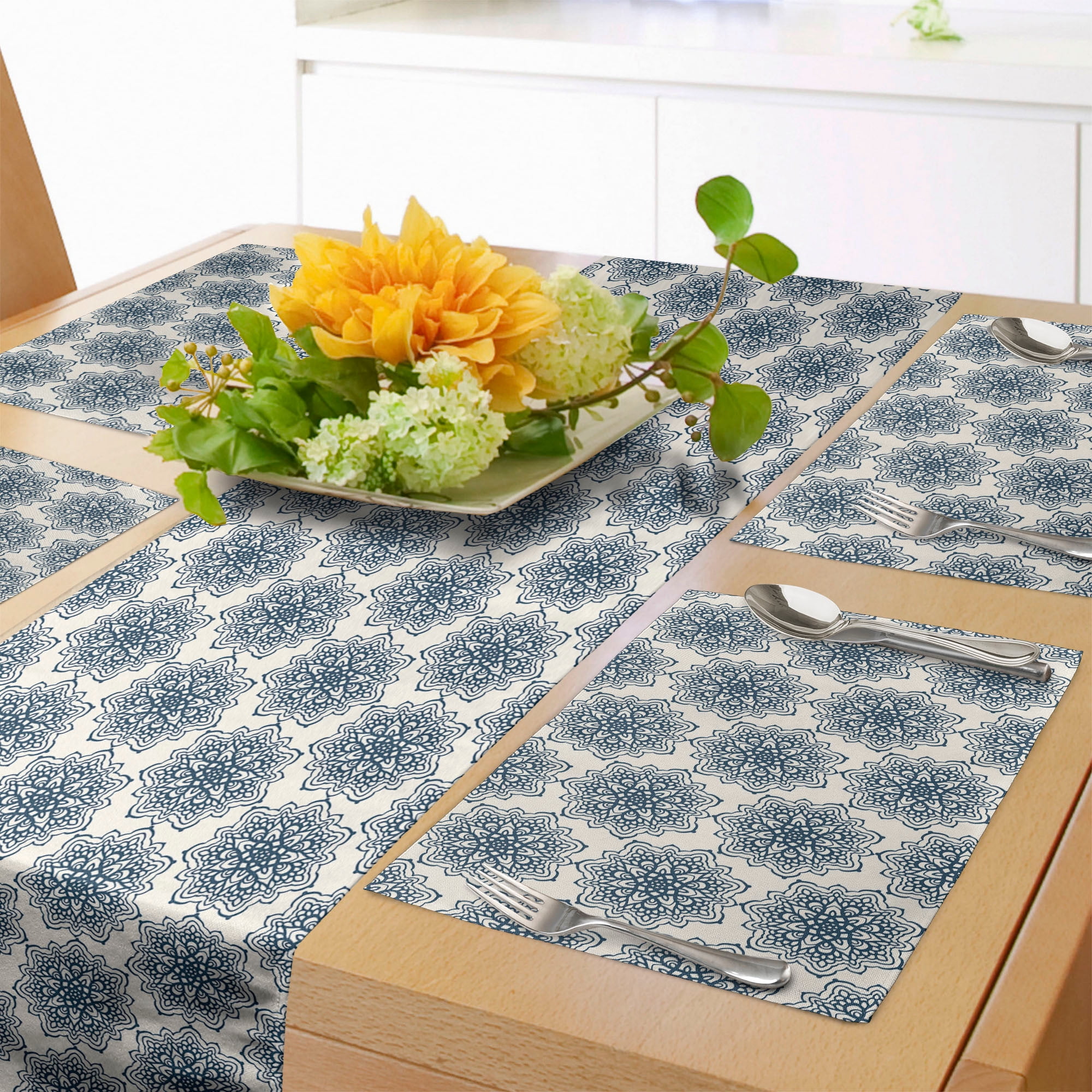 Ambesonne Oriental Table Runner & Placemats, Continuity of Universe Art ...