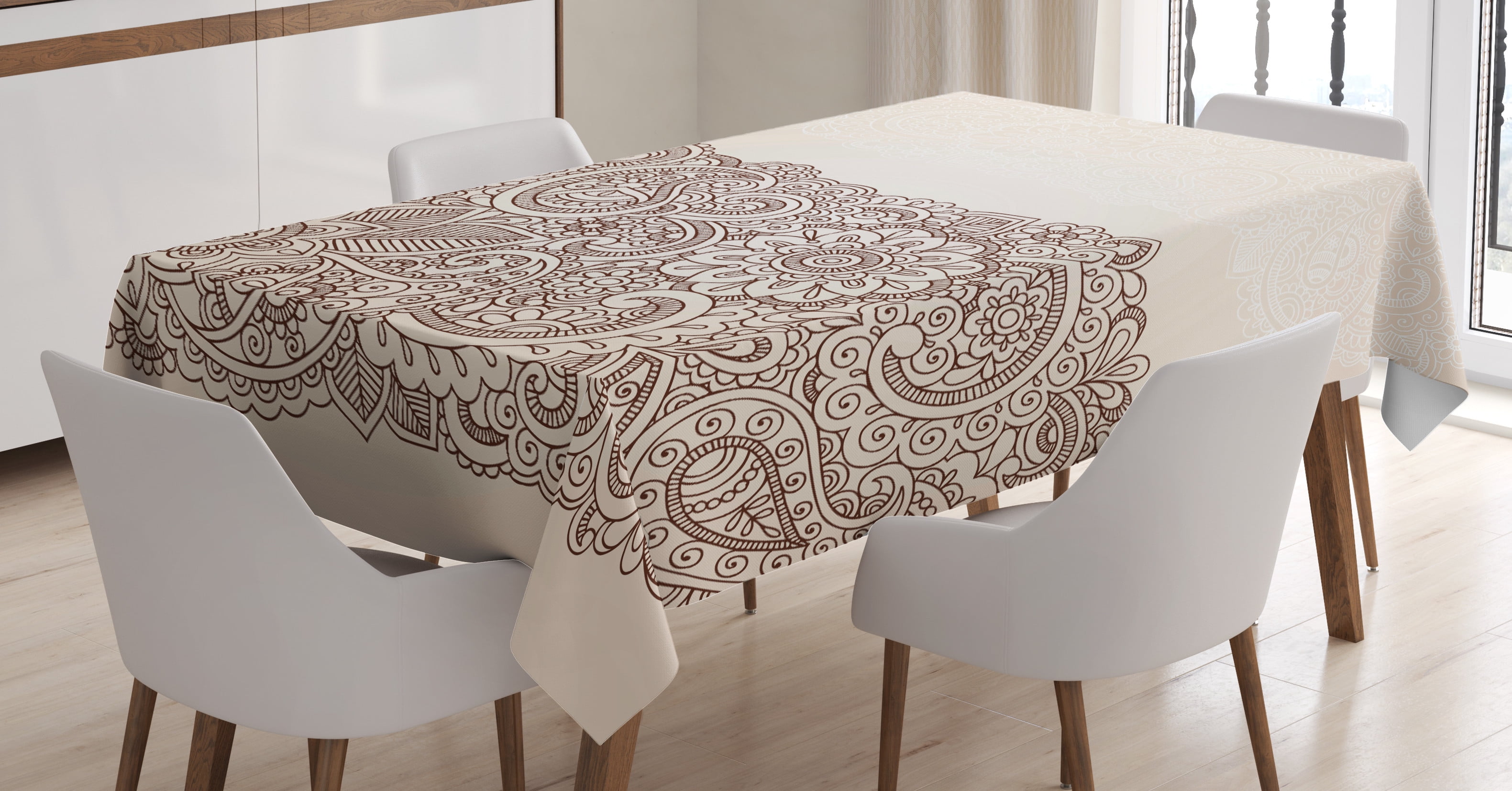Ambesonne Oriental Tablecloth Rectangular Table Cover, Mandala Paisley ...