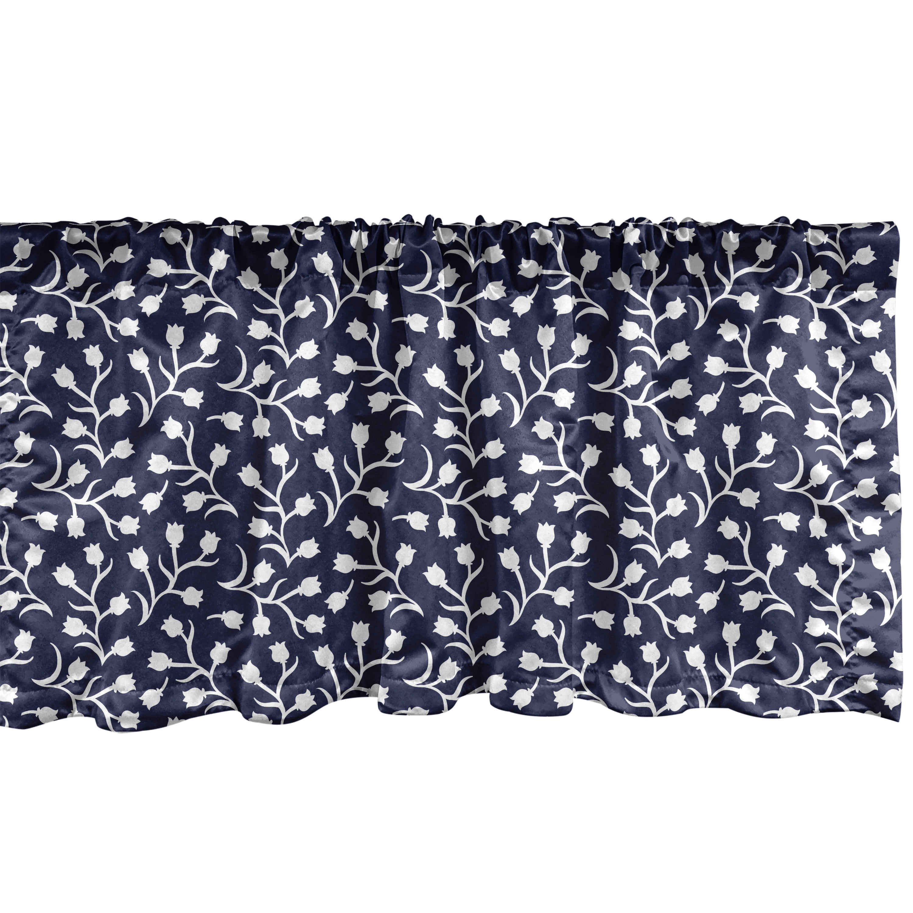 Ambesonne Oriental Window Valance, Ethnic Monochrome Tulips, 54" X 12 ...
