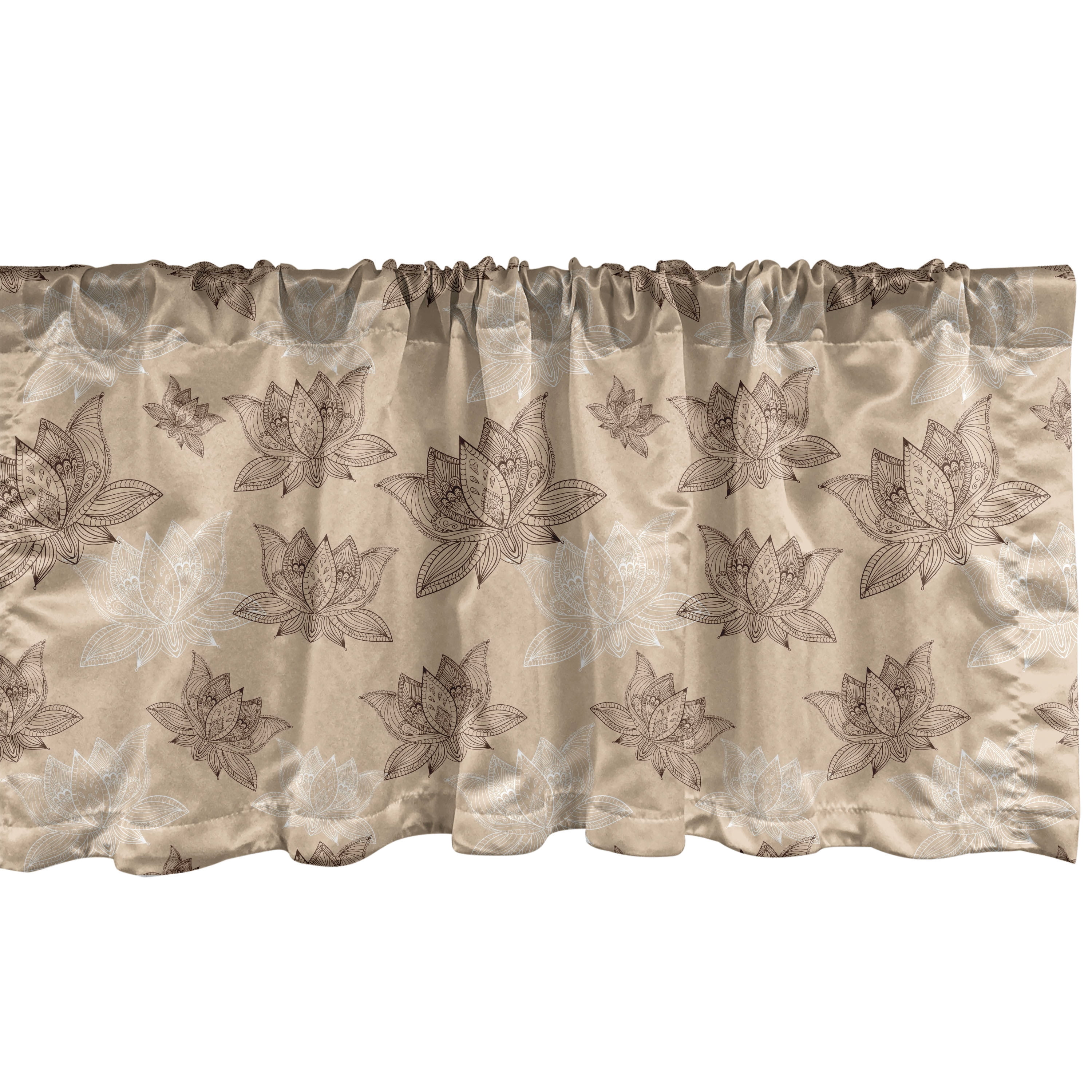 Ambesonne Oriental Window Valance, Zentangle Lotus Boho Art, 42" x 18 ...