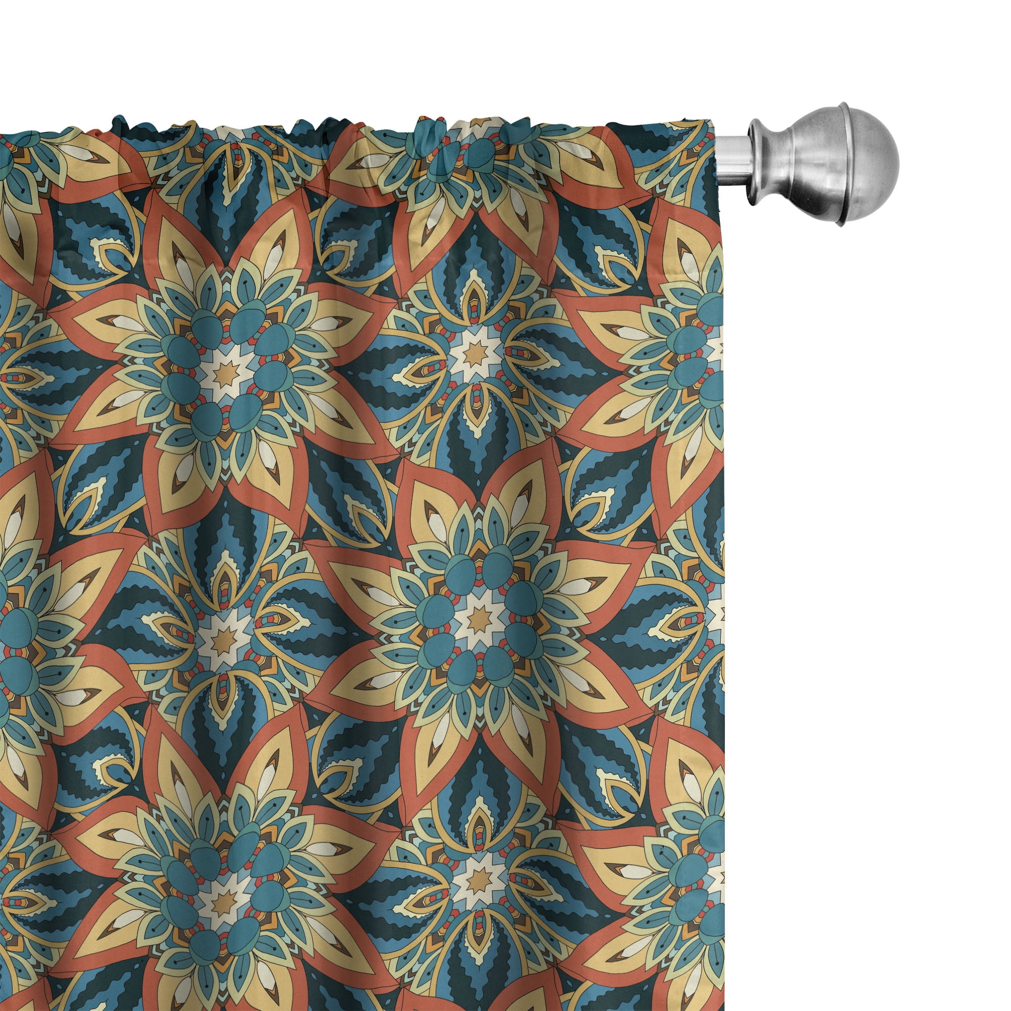 Ambesonne Ottoman Curtains, Ornate Floral Vintage, Pair of 28"x84 ...