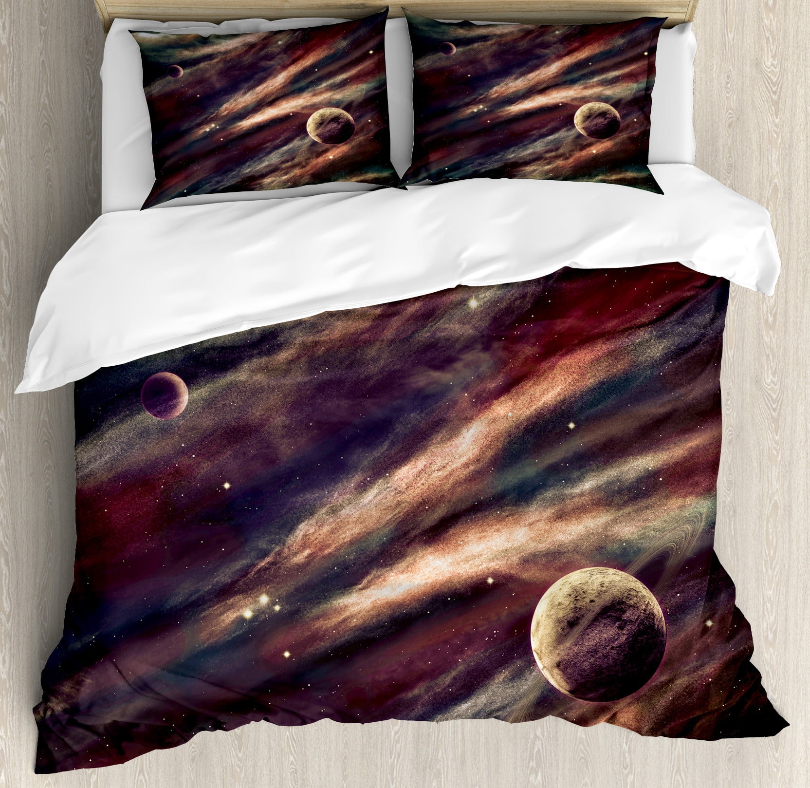 Ambesonne Outer Space Duvet Cover Sets, Nebula Planet Cloud, 2-Queen ...