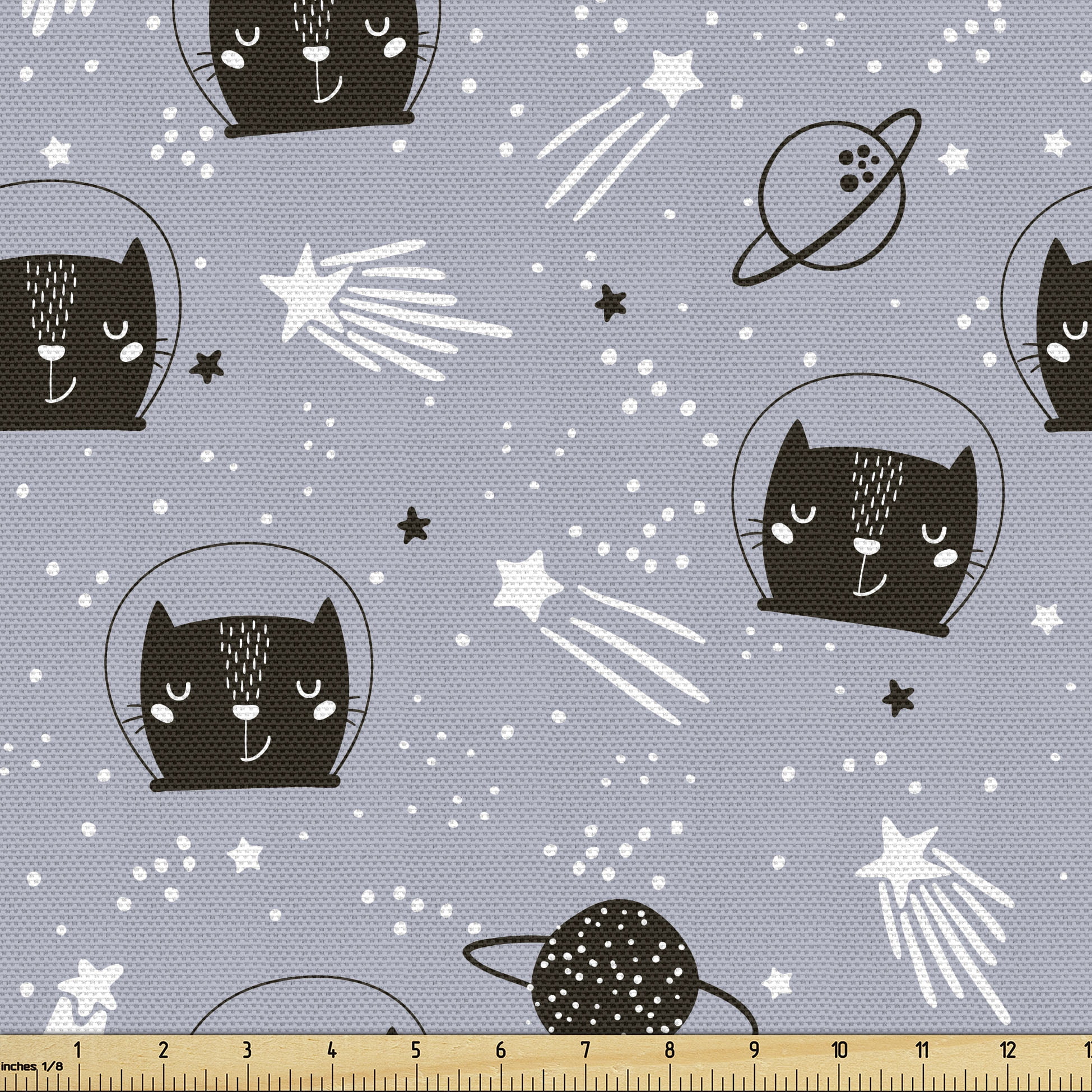 Ambesonne Outer Space Fabric by the Yard Upholstery, Astronaut Cats, 3 ...