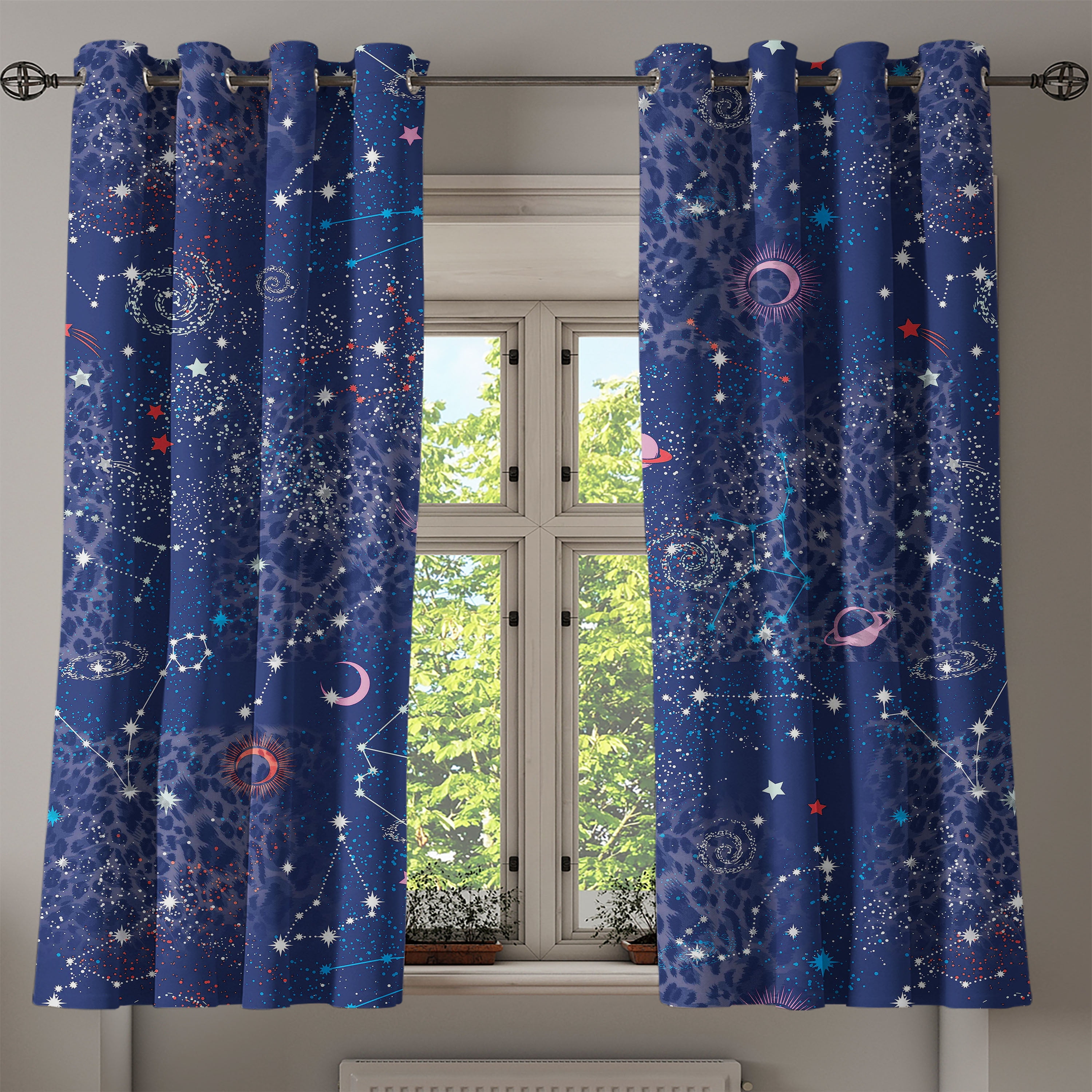 Ambesonne Outer Space Grommet Curtain, Celestial Universe Art, 50"x60 ...