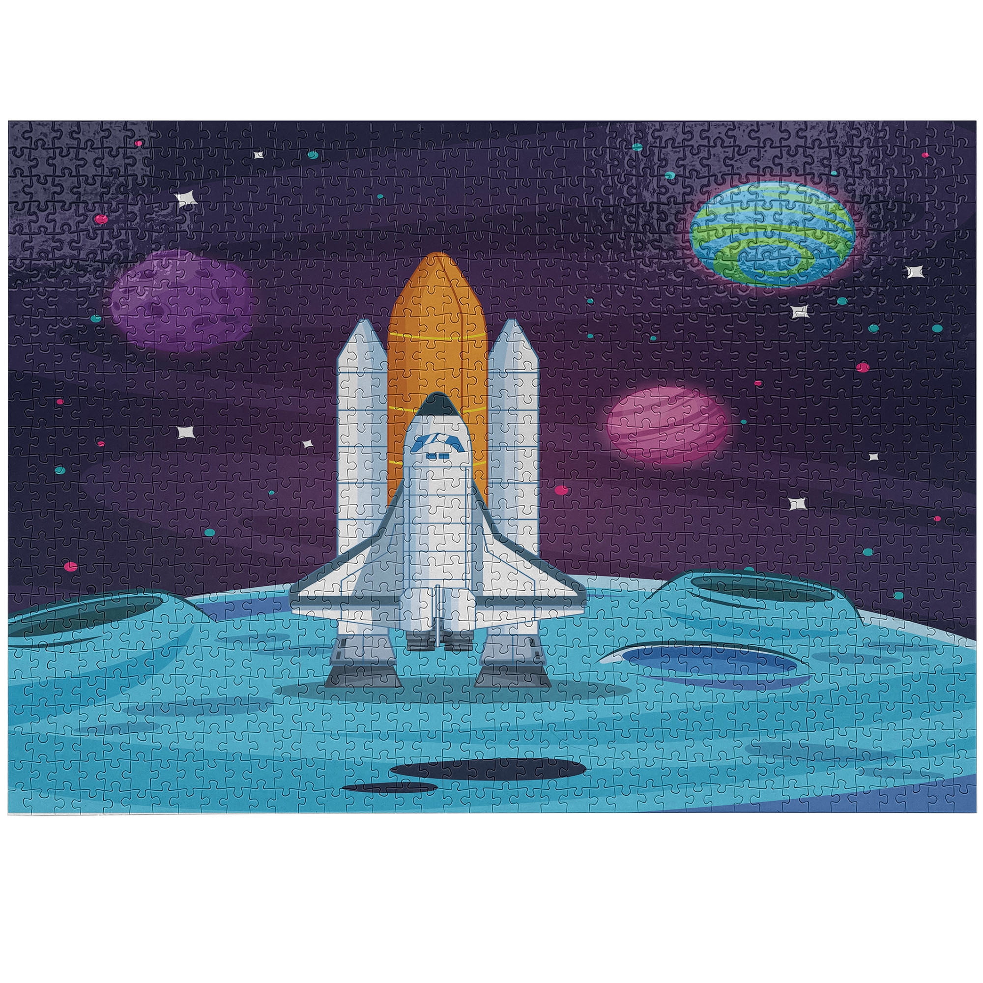 Ambesonne Outer Space Jigsaw Puzzle Durable Cardboard, Spaceship on the ...