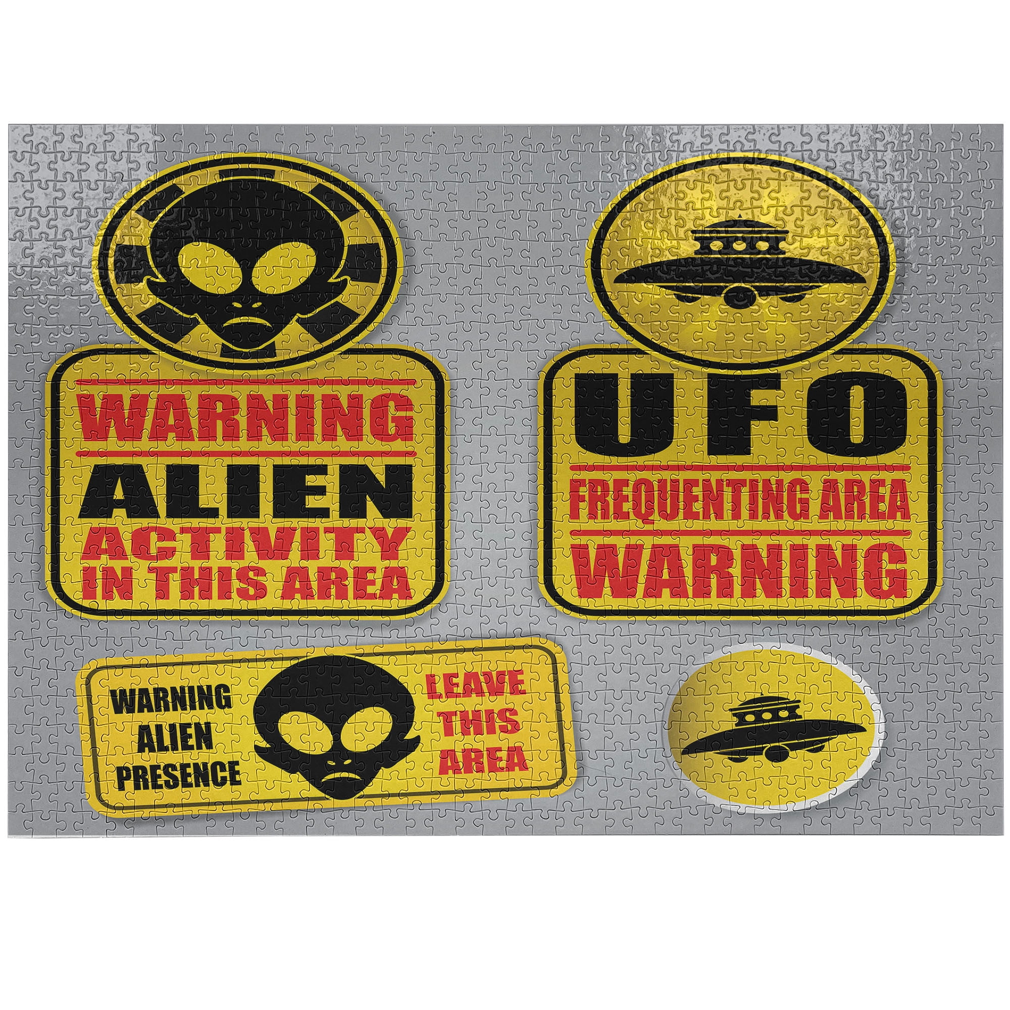 Ambesonne Outer Space Jigsaw Puzzle, Warning Alien Danger, Heirloom ...