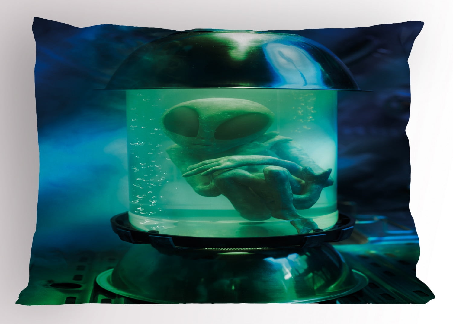 Ambesonne Outer Space Pillow Sham, Martian UFO Alien, 26" X 20", Pale ...