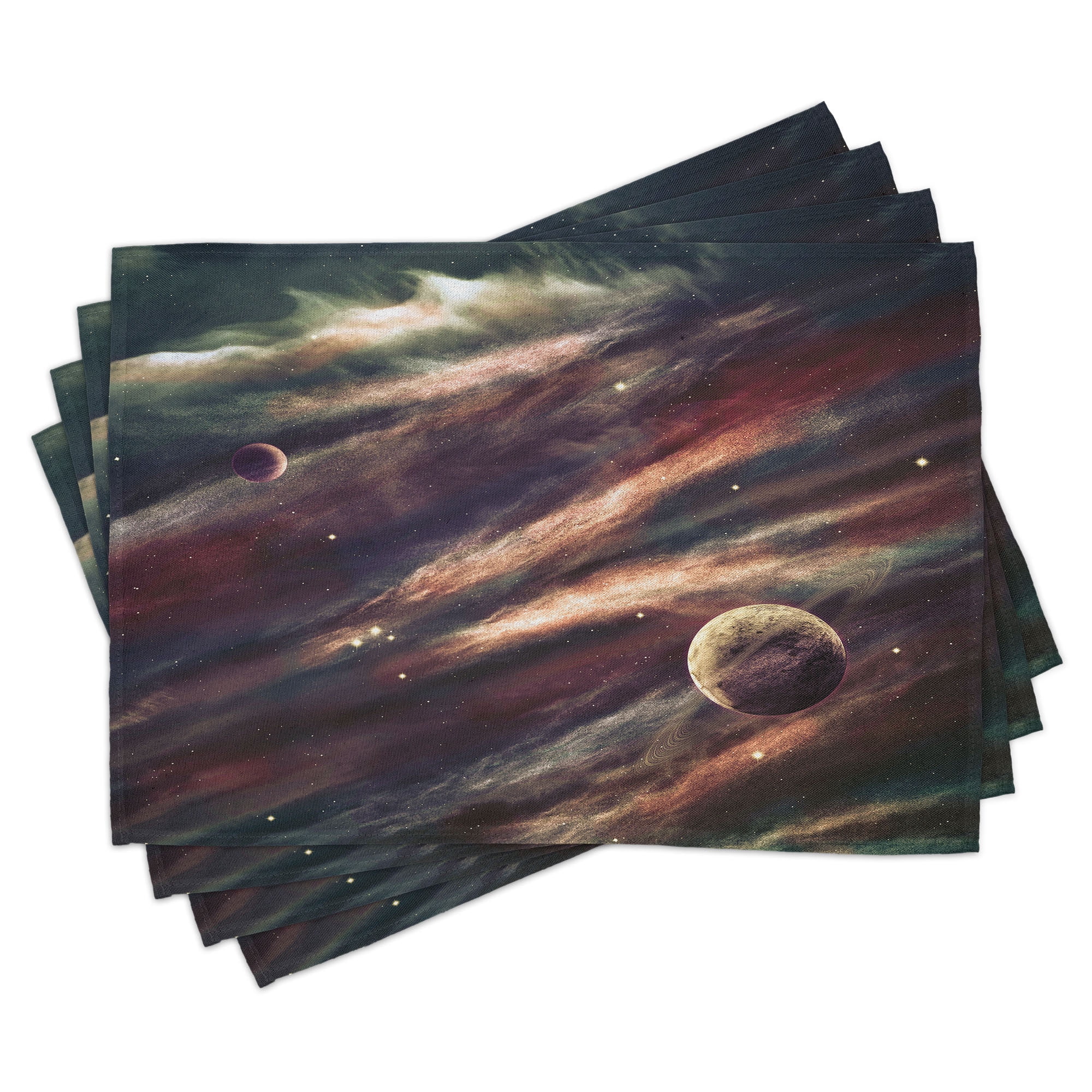 Ambesonne Outer Space Place Mats Set of 4, Nebula Planet Cloud ...