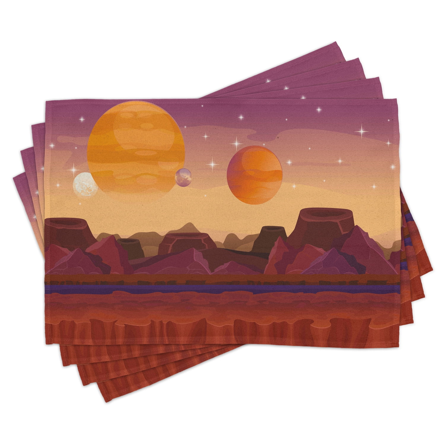 Ambesonne Outer Space Place Mats Set of 4, Planetary Graphic, Standard ...