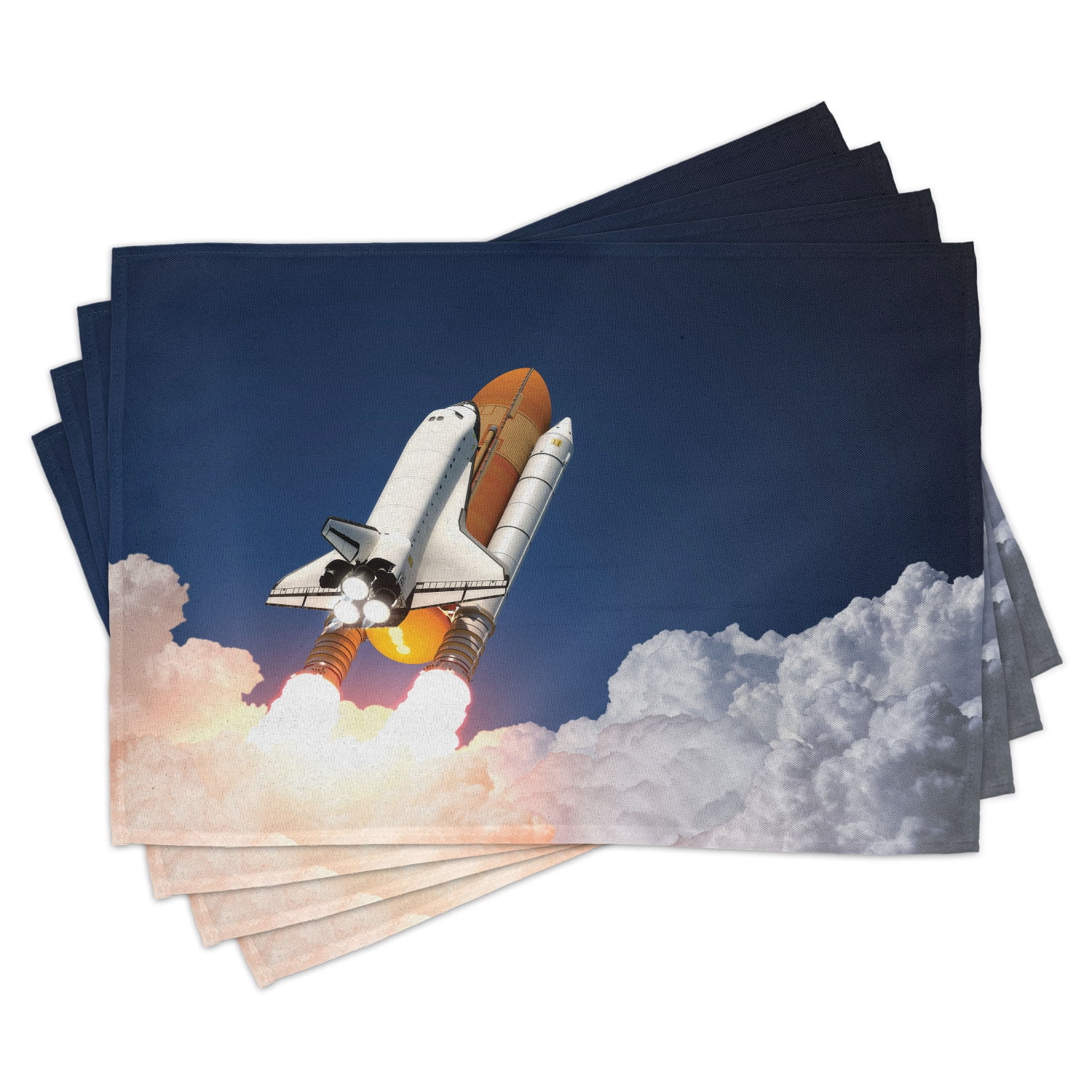 Ambesonne Outer Space Place Mats Set of 4, Rocket Lift Blast, Standard ...