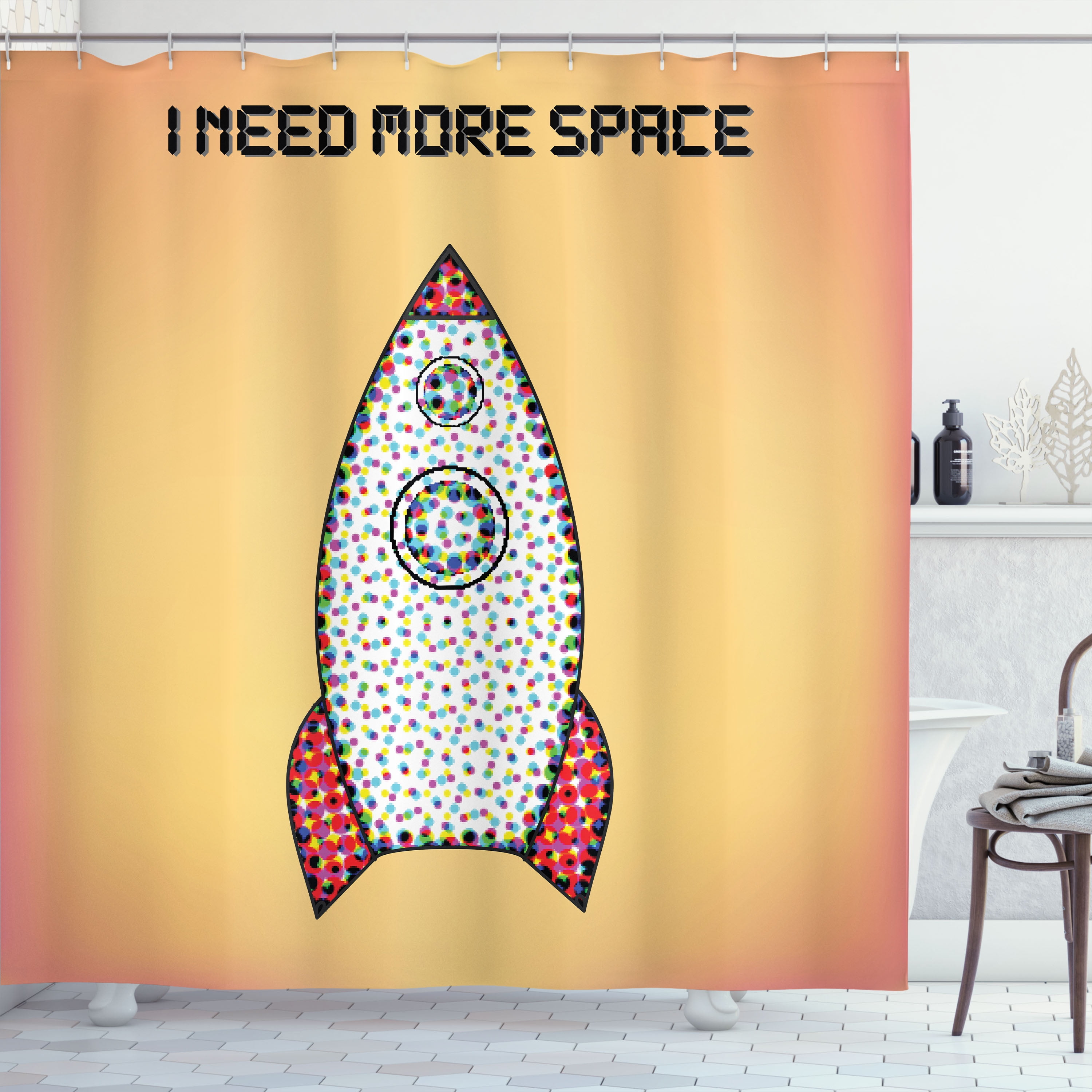 Ambesonne Outer Space Shower Curtain, Futuristic Words, 69"Wx70"L ...