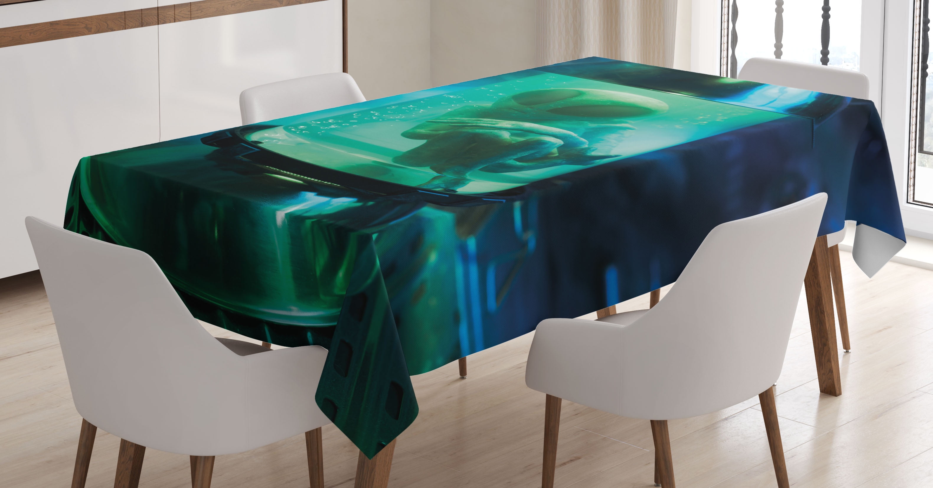 Ambesonne Outer Space Tablecloth Rectangular Table Cover, Martian UFO ...