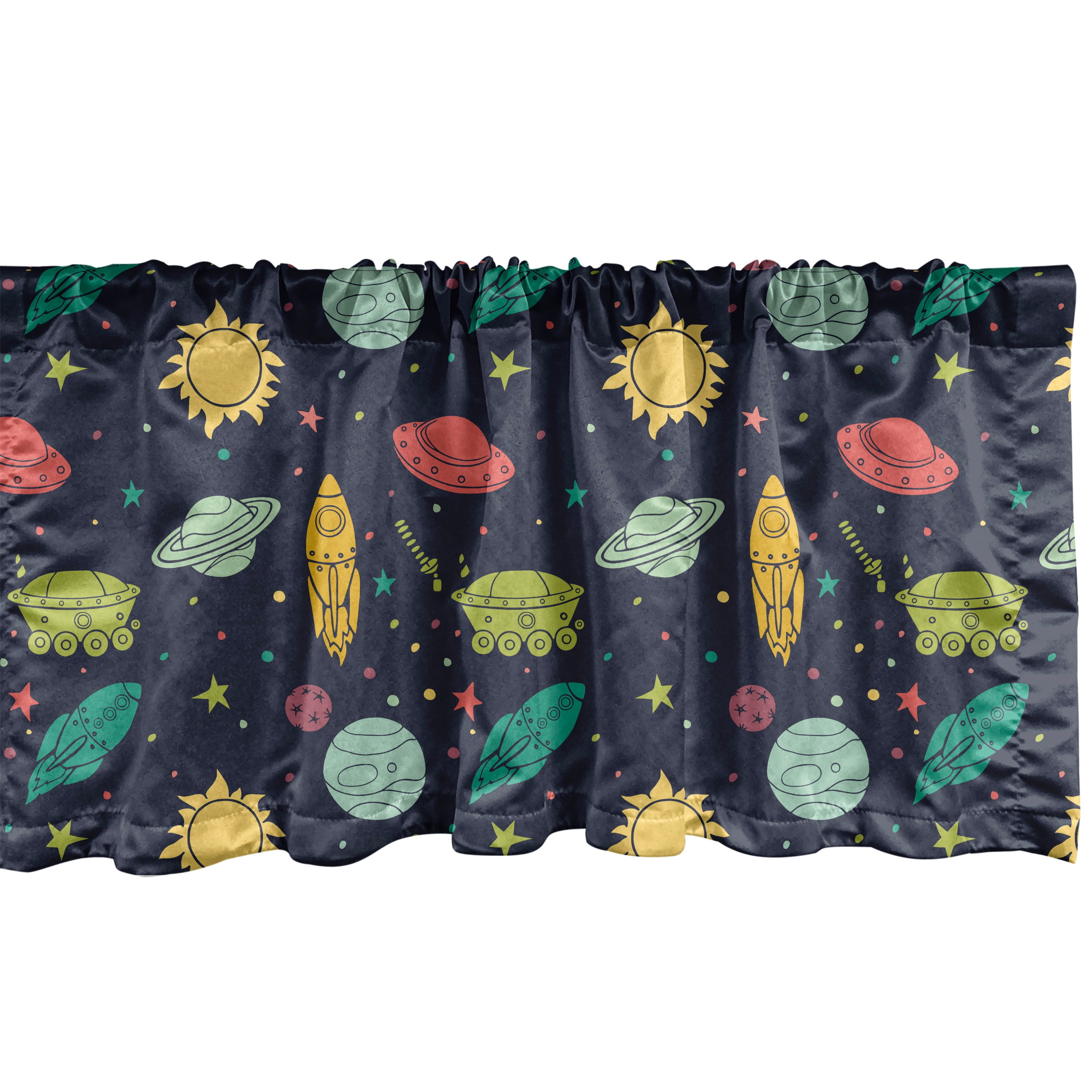 Ambesonne Outer Space Window Valance, Galaxy Themed Image Art, 54" X 18 ...
