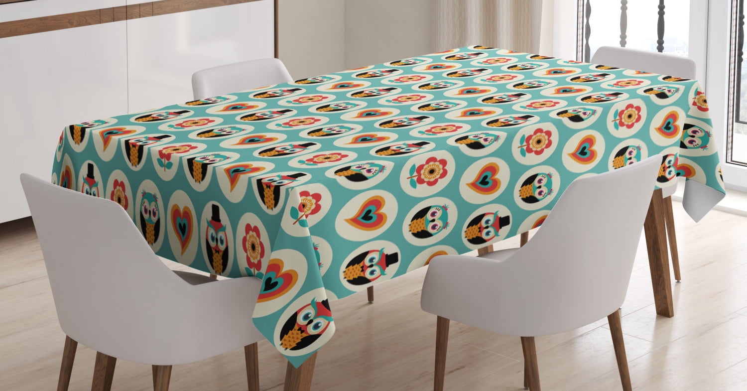 Ambesonne Owl Tablecloth Rectangular Table Cover, Clothed Owls Male ...