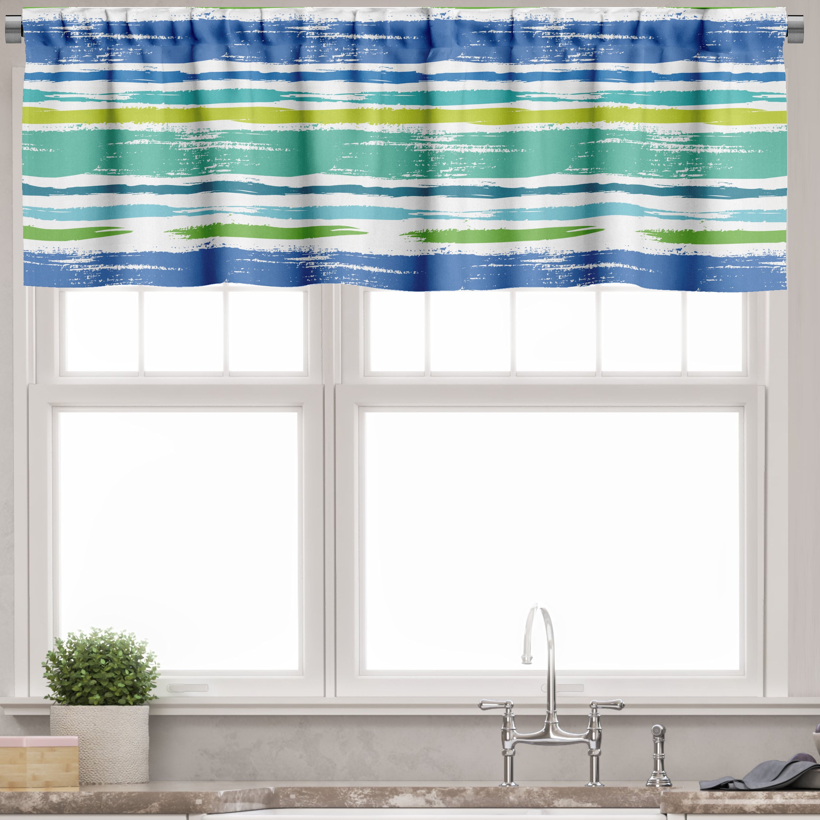 Ambesonne Paint Valance Pack of 2, Horizontal Brushed Lines Art, 42"X12 ...