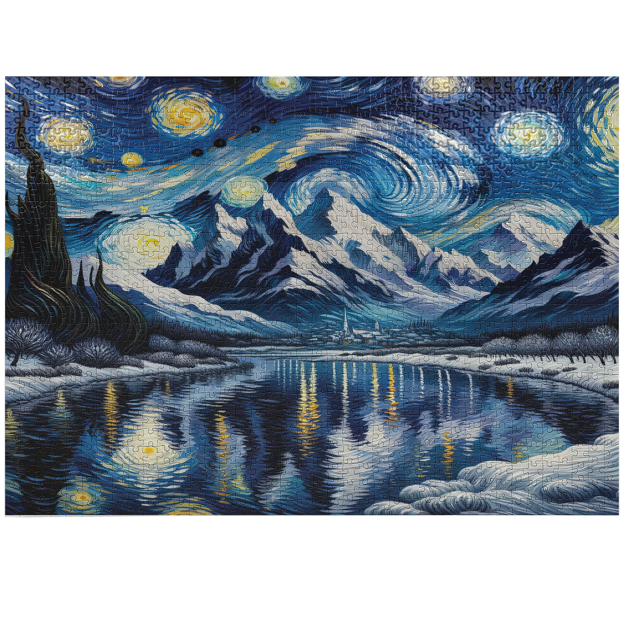 Ambesonne Painting Art Jigsaw Puzzle, Starry Sky Lake Night, Heirloom ...