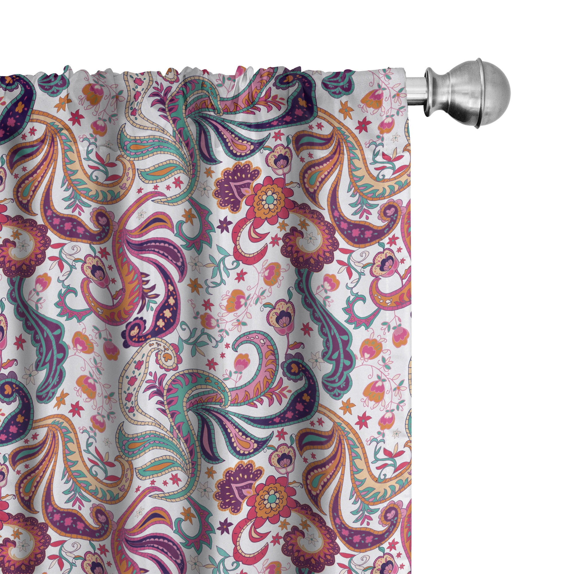 Ambesonne Paisley Curtains, Colorful Floral Petals Art, Pair of 28"x63 ...