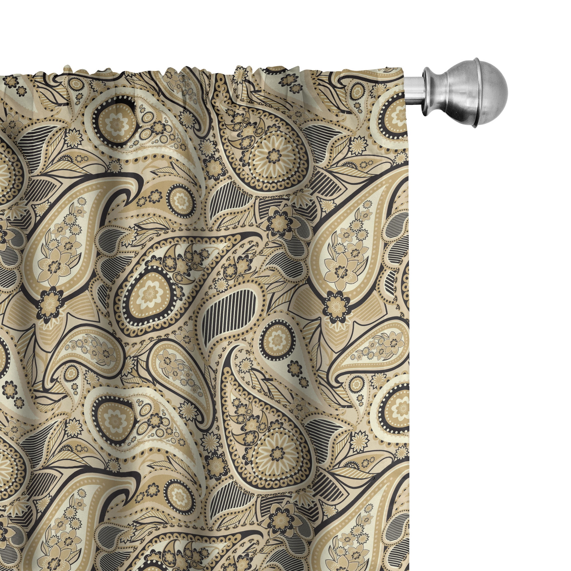 Ambesonne Paisley Curtains Flowers Stripes Pair Of 28x95 Brown