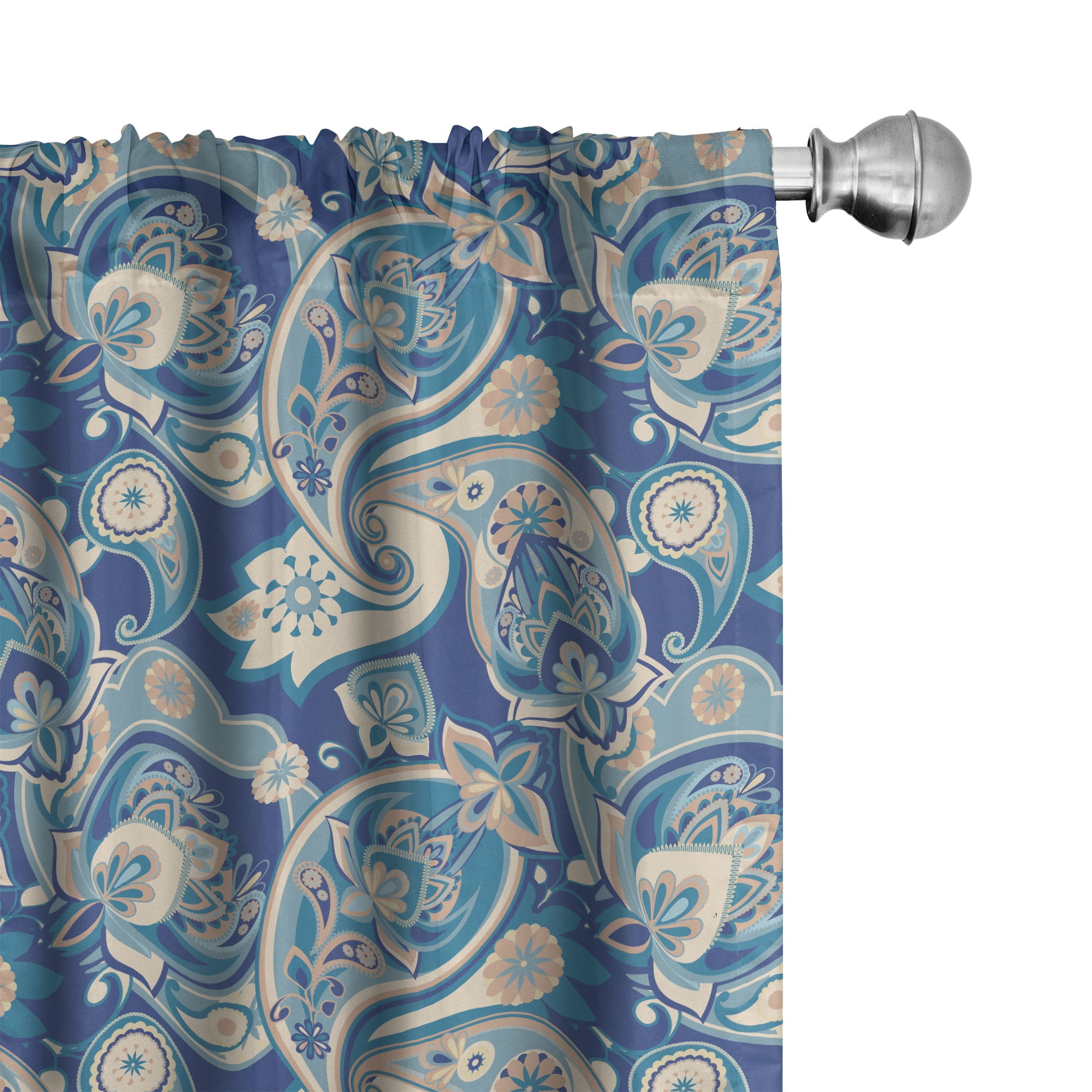 Ambesonne Paisley Curtains, Inspired Persian, Pair of 28"x84", Teal ...