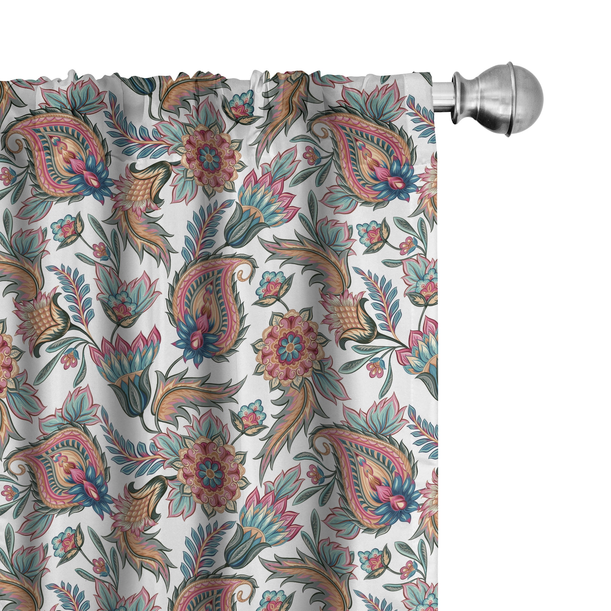 Ambesonne Paisley Curtains Motifs With Flower Leafs Pair Of 28x95