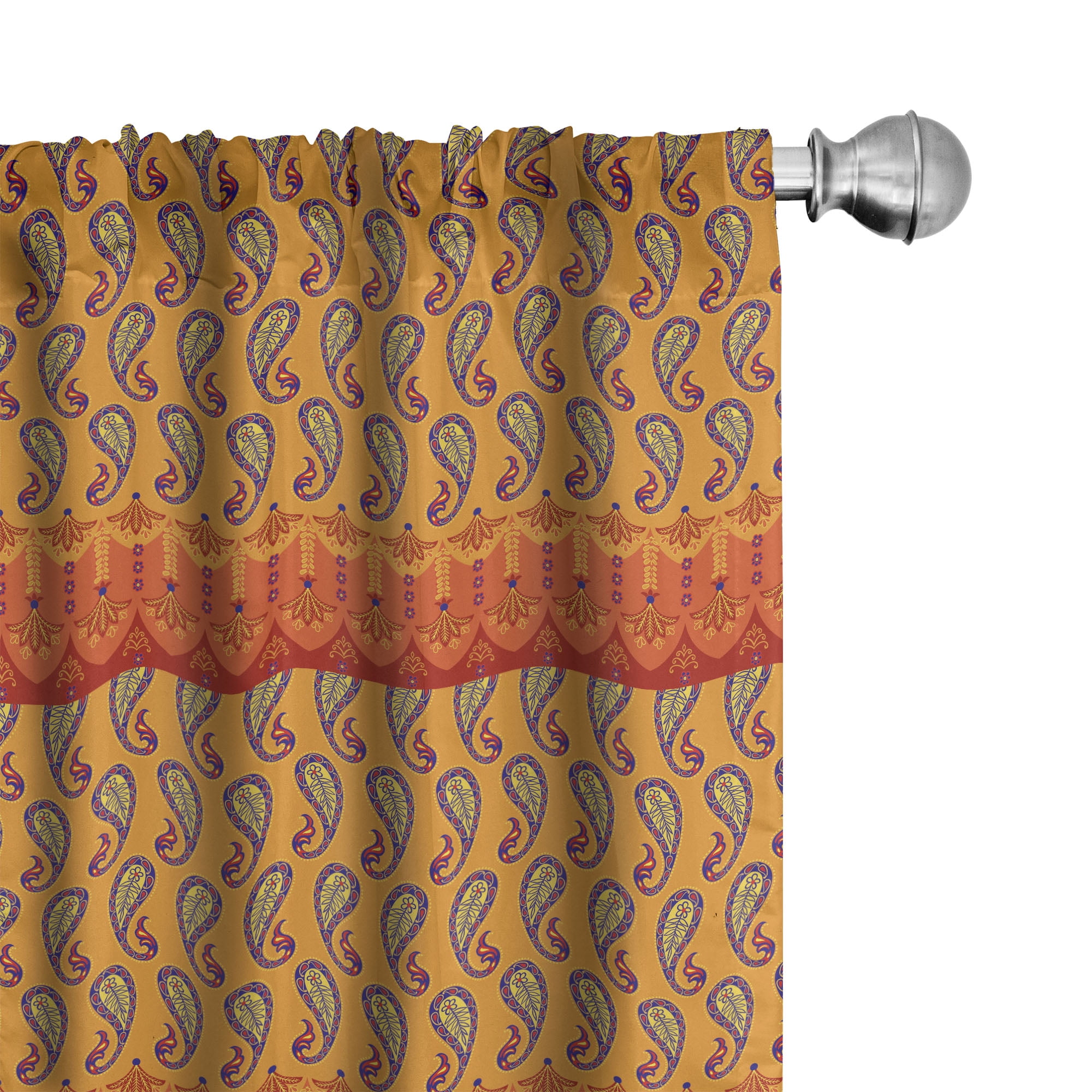 Ambesonne Paisley Curtains Oriental Floral East Damask Pair Of 28x63