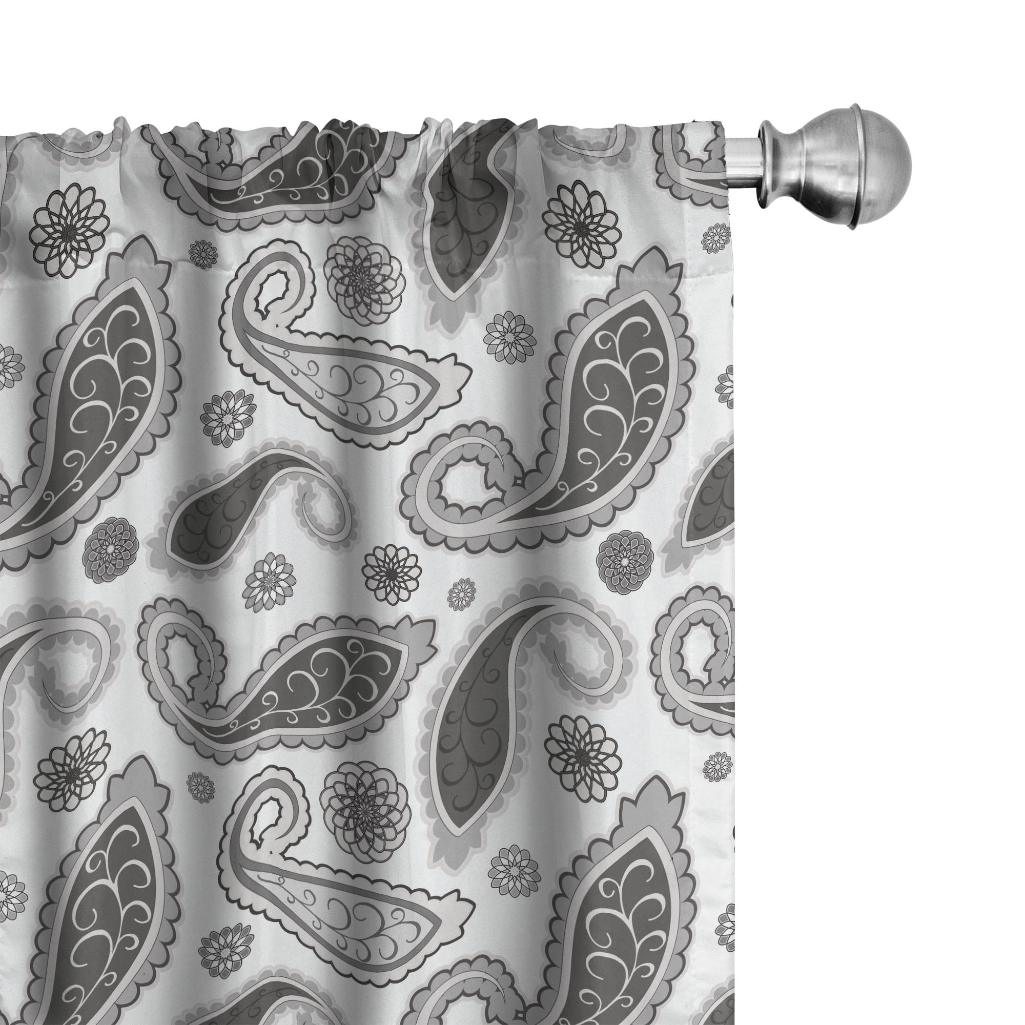 Ambesonne Paisley Curtains Oriental Florets Leaf Pair Of 28x95