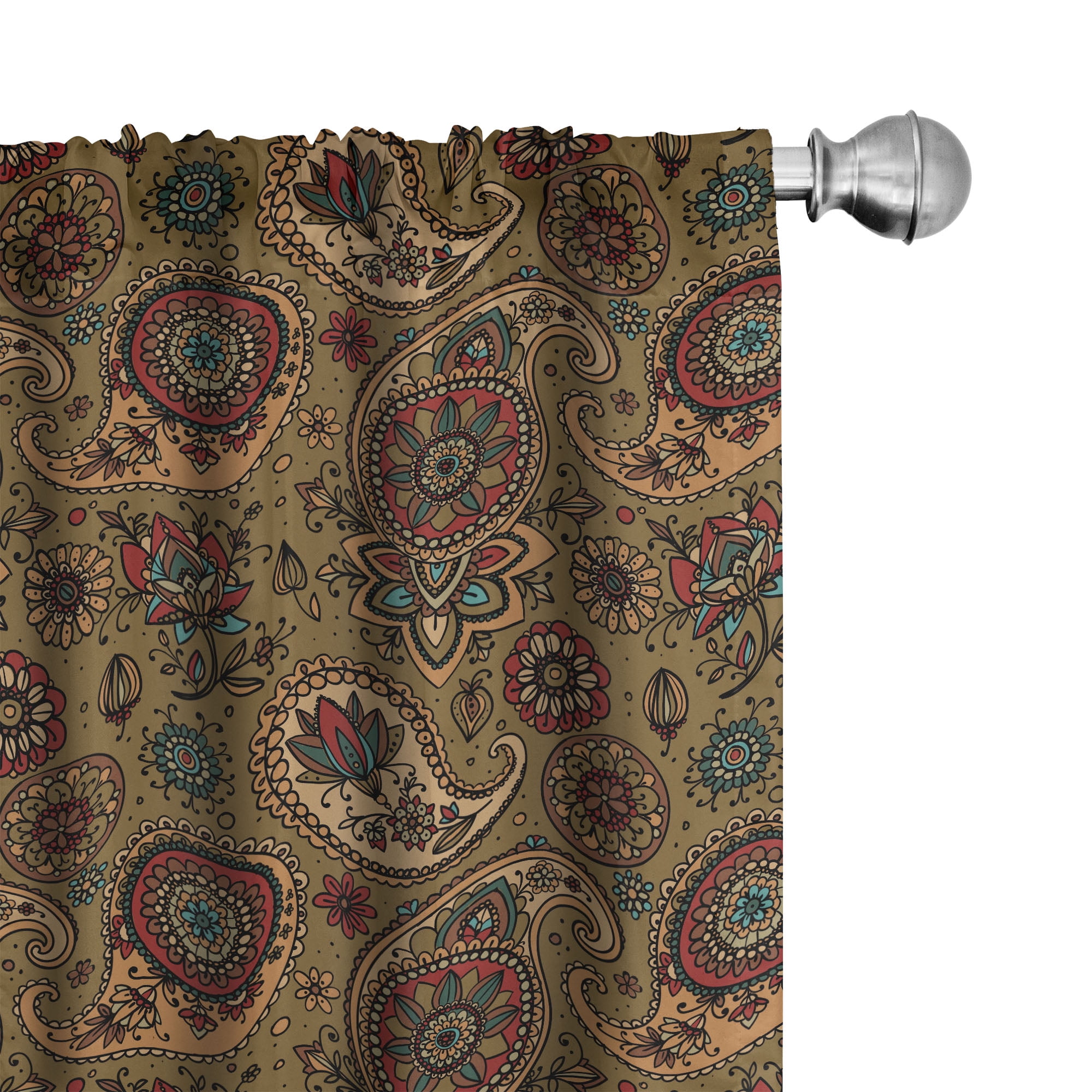 Ambesonne Paisley Curtains, Vintage Motif, Pair of 28"x63", Multicolor ...