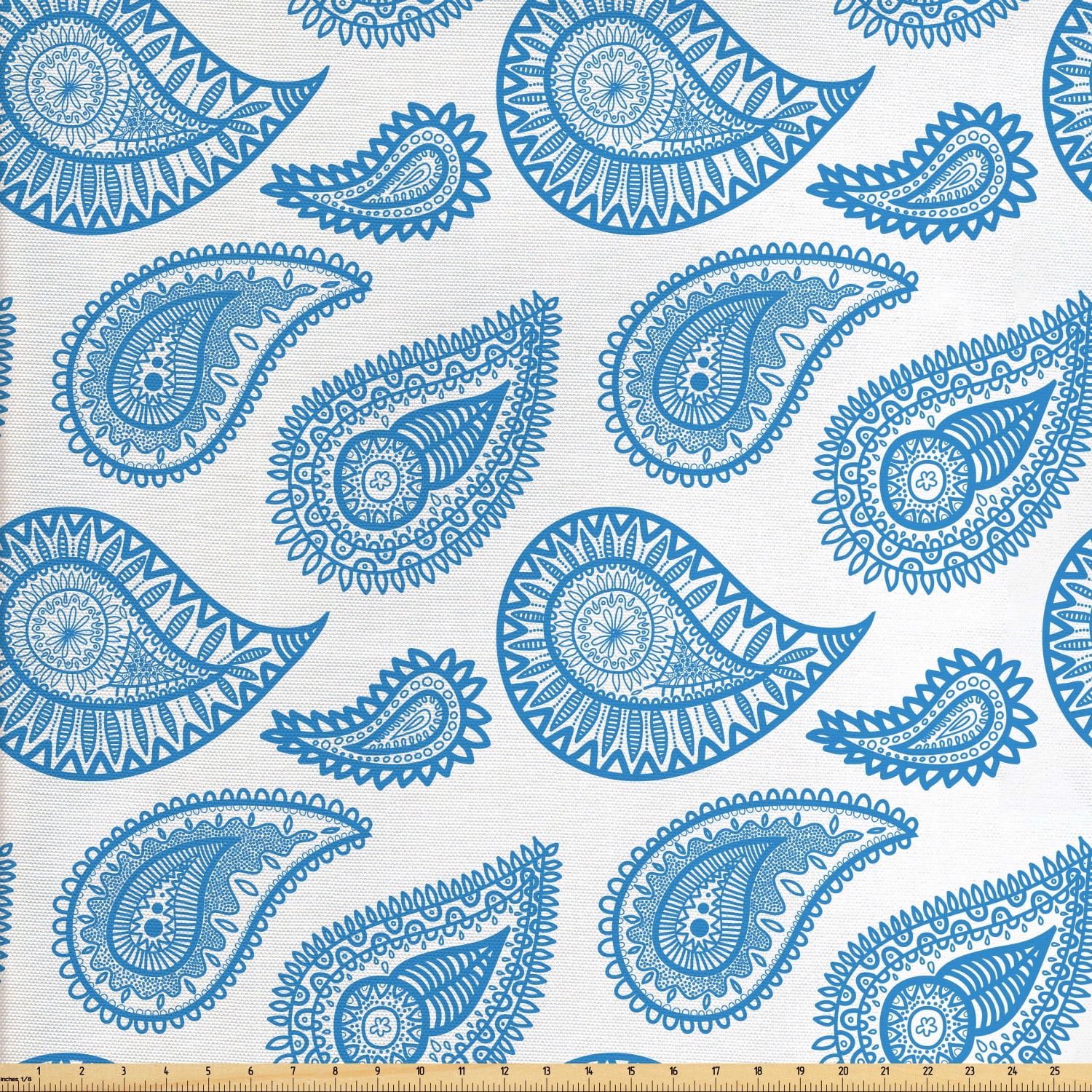 Ambesonne Paisley Fabric by the Yard Upholstery, Abstract Traditional ...