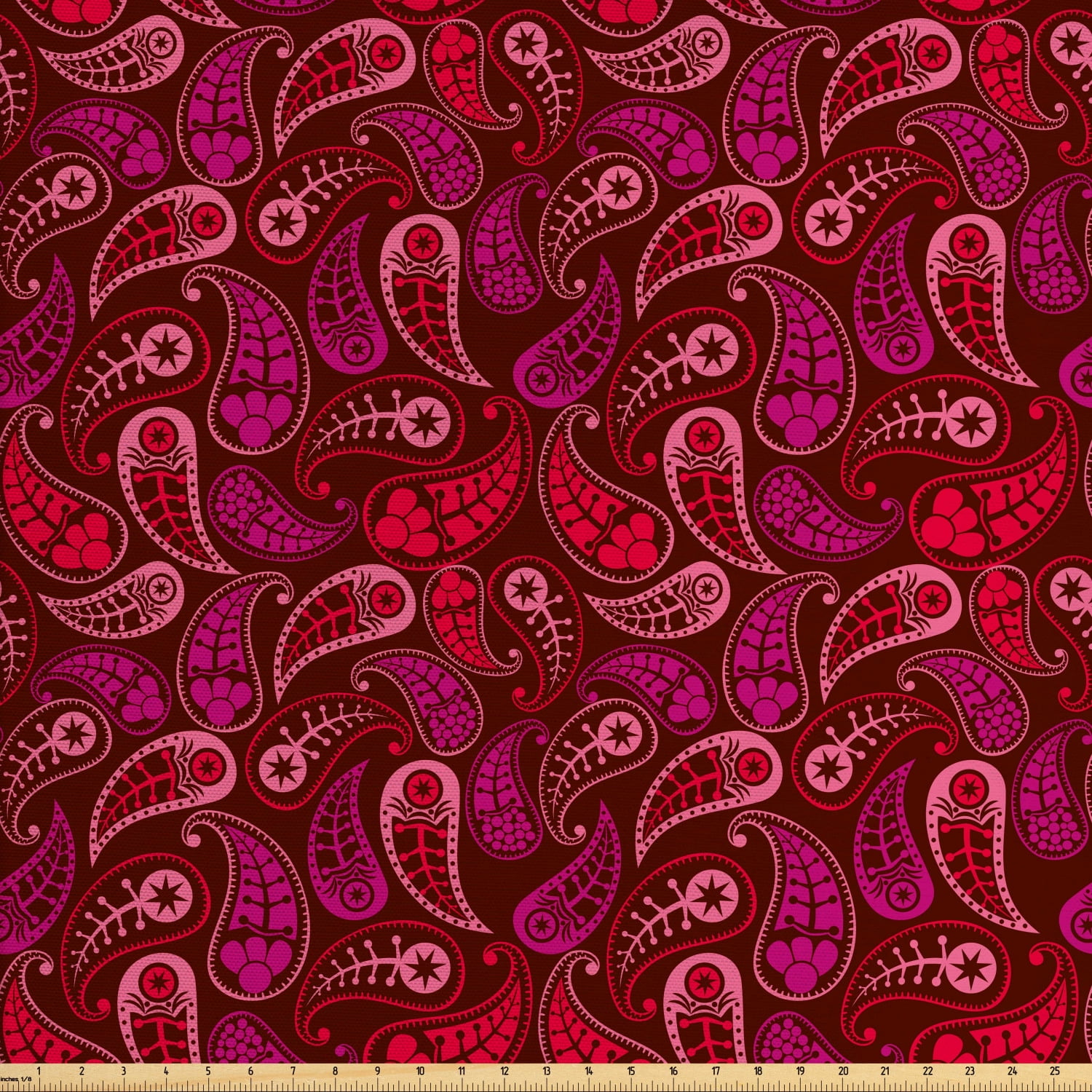 Ambesonne Paisley Fabric by the Yard Upholstery, Rhythmic Drop Shaped ...