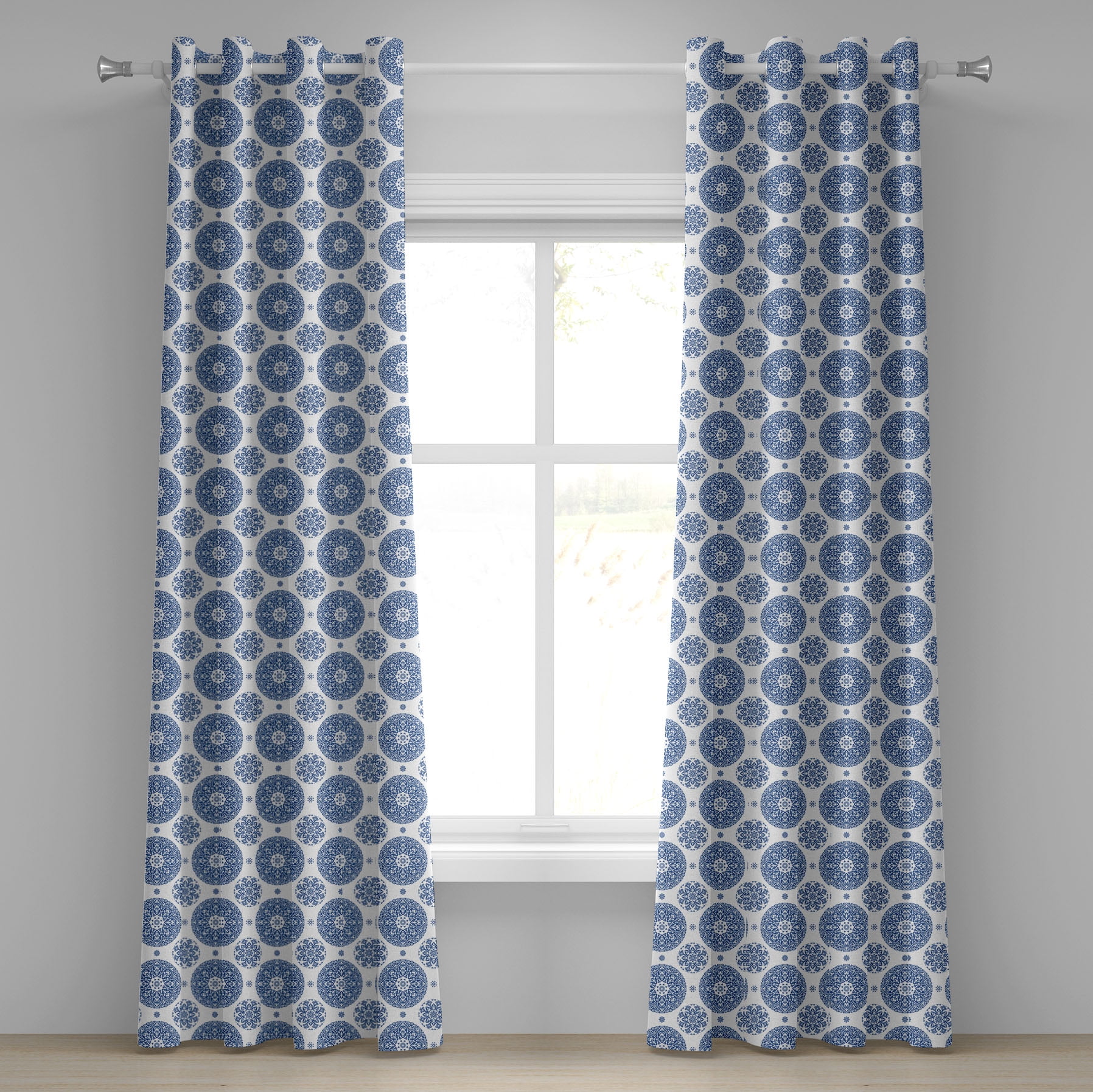 Ambesonne Paisley Grommet Curtain, Vintage French Blue, 50" x 96", Blue White - Walmart.com