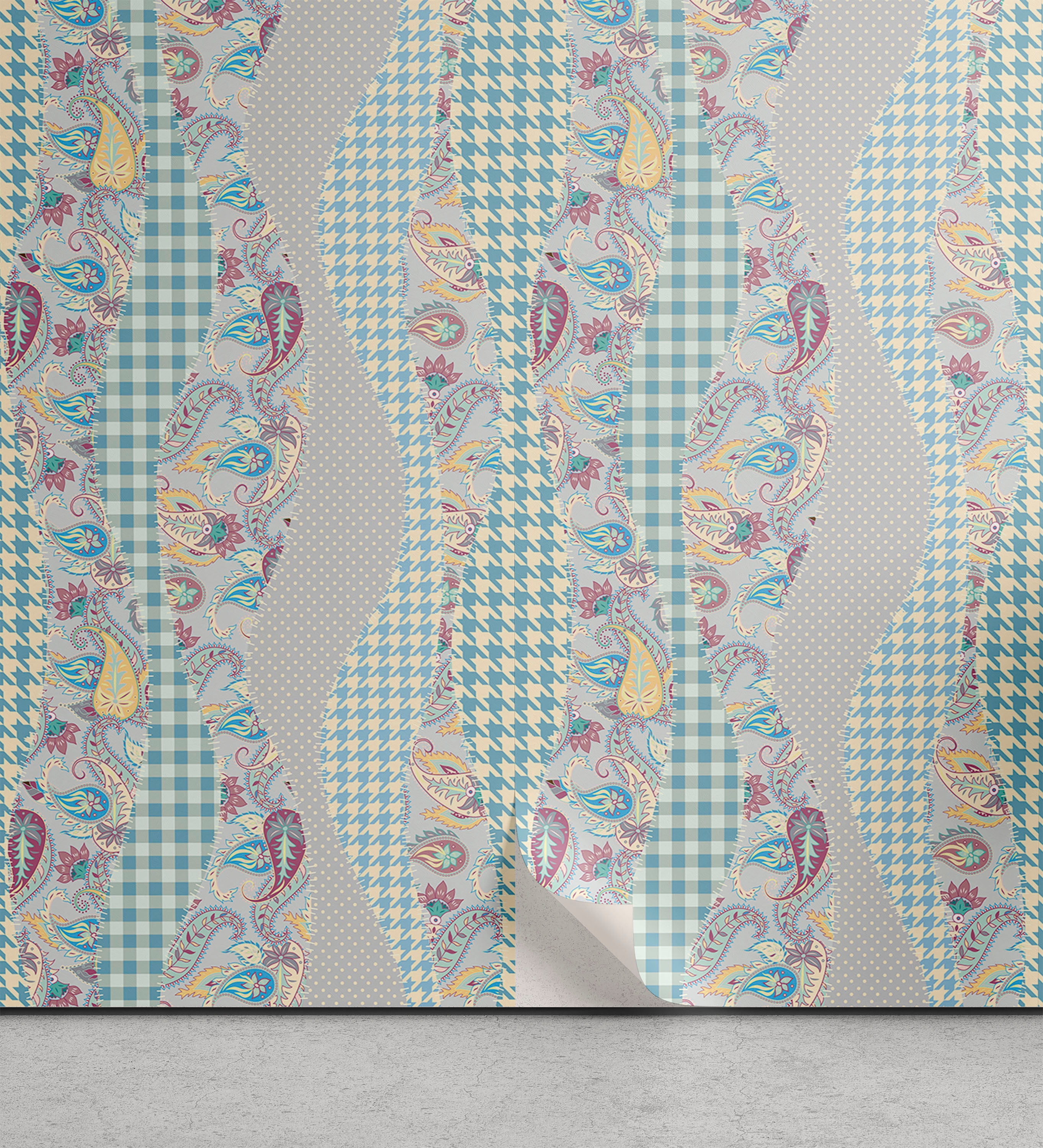 Ambesonne Paisley Peel & Stick Wallpaper for Home, Modern Floral Motif ...