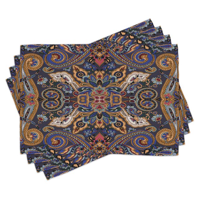 Ambesonne Paisley Place Mats Set of 4, Moroccan Floret Antique ...
