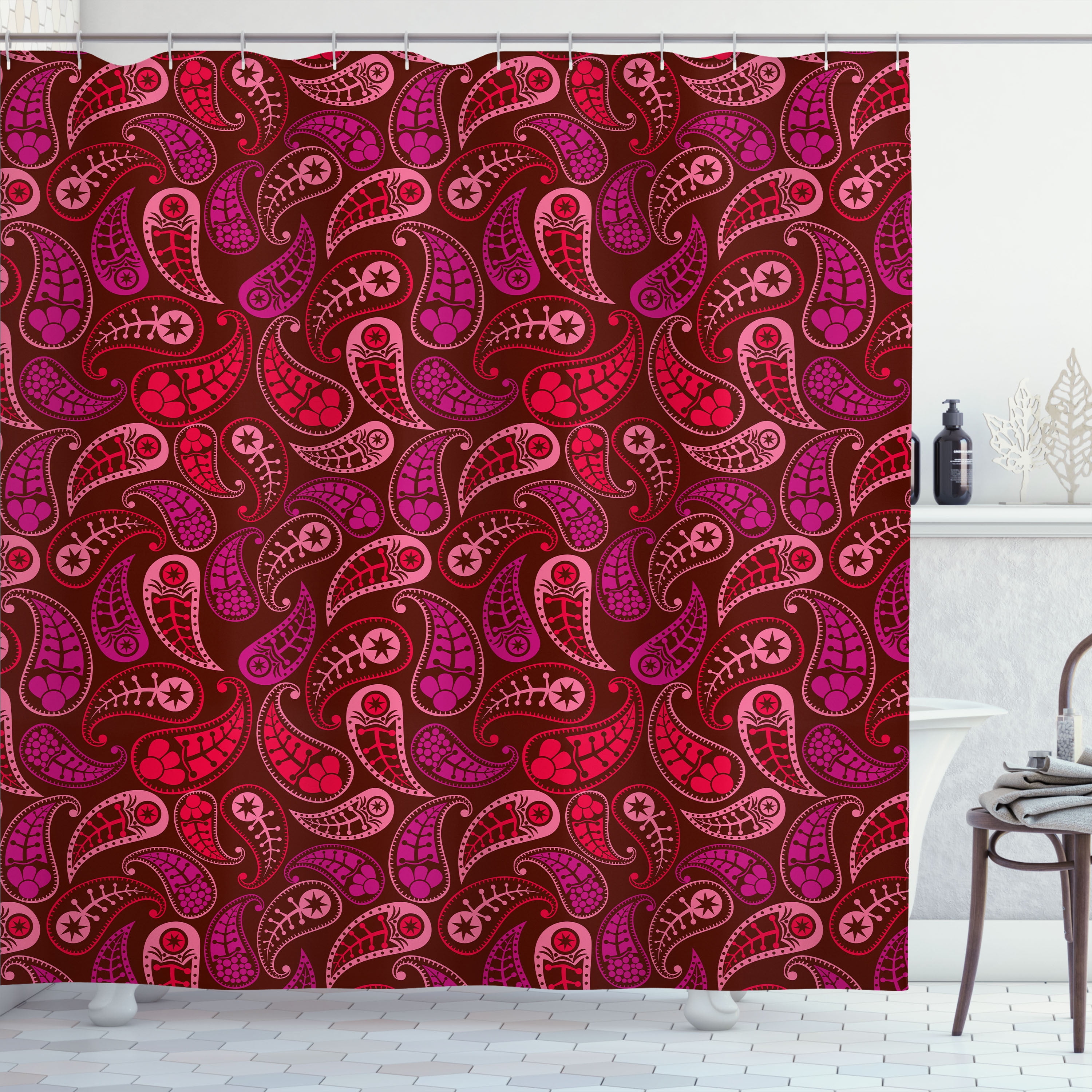 Ambesonne Paisley Shower Curtain, Rhythmic Drop Shaped Motifs, 69"Wx75 ...