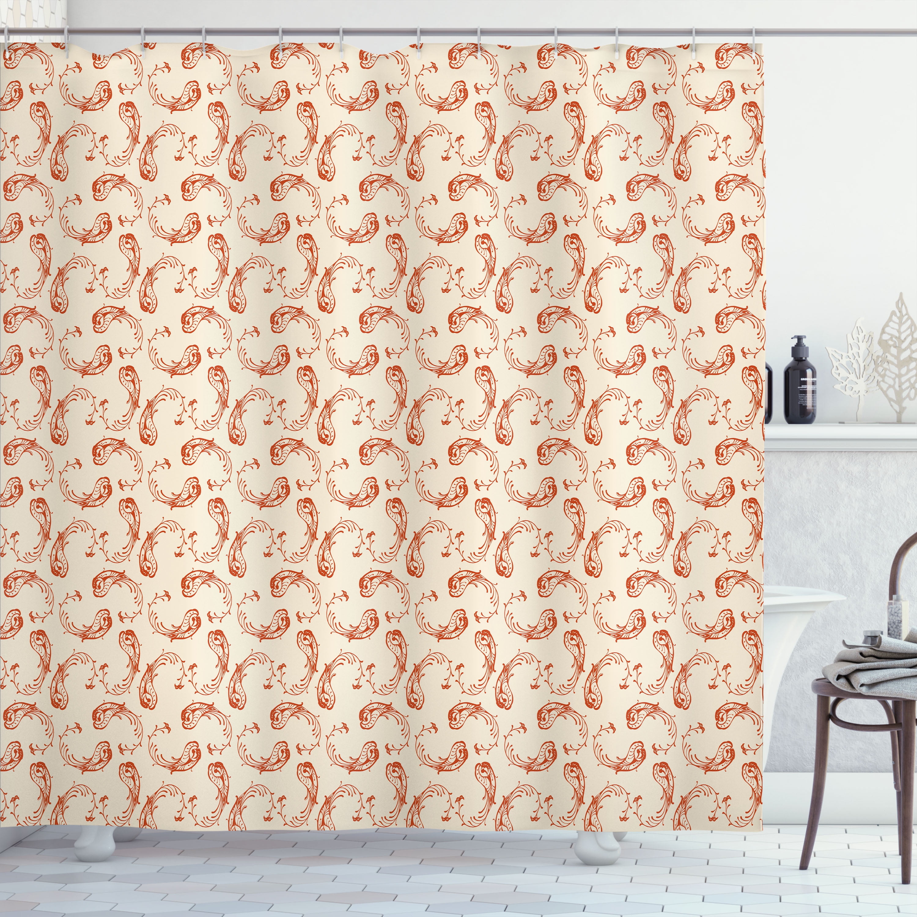 Ambesonne Paisley Shower Curtain Vintage Floral Shapes Art 69wx75l