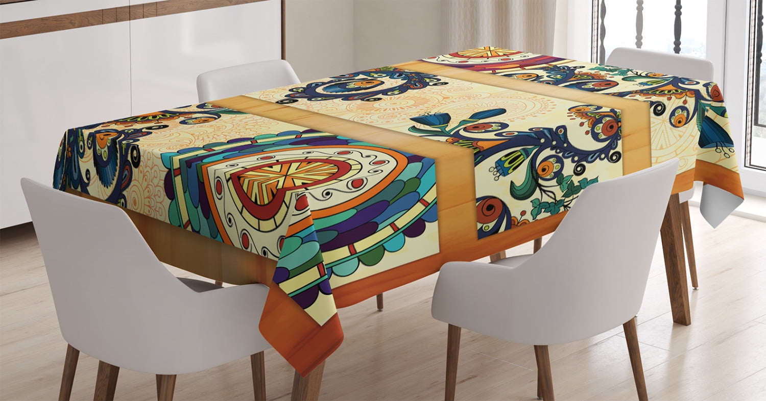 Ambesonne Paisley Tablecloth Rectangular Table Cover, Eastern Batik ...