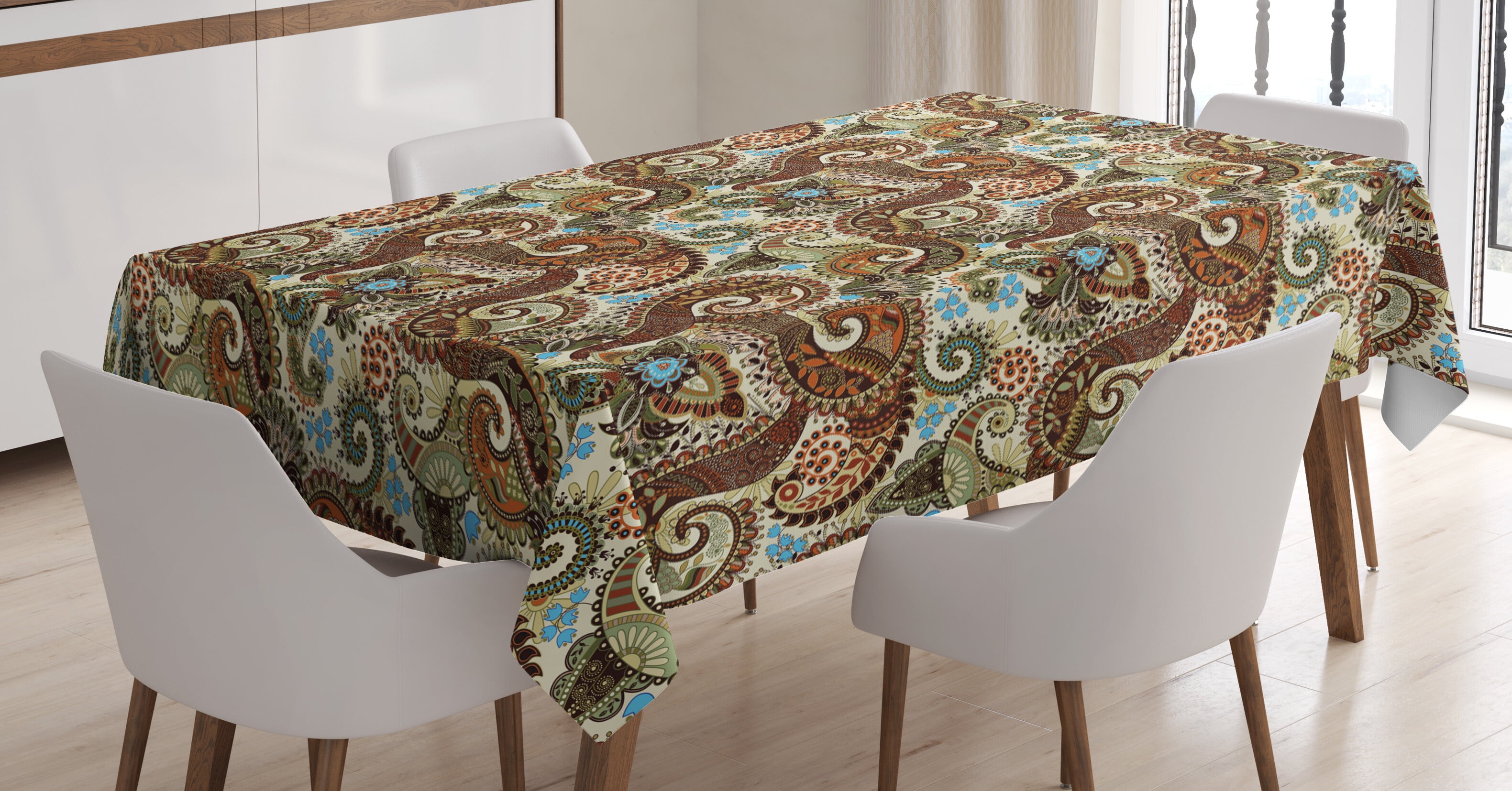 Ambesonne Paisley Tablecloth Rectangular Table Cover, Persian Teardrop ...