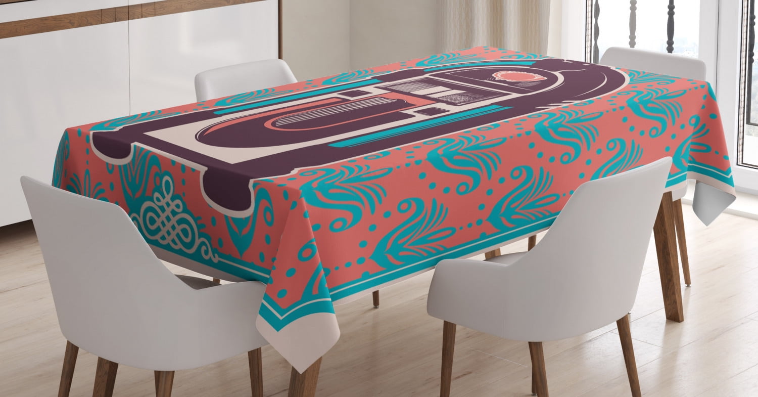 Ambesonne Paisley Tablecloth Rectangular Table Cover, Retro Music Box ...