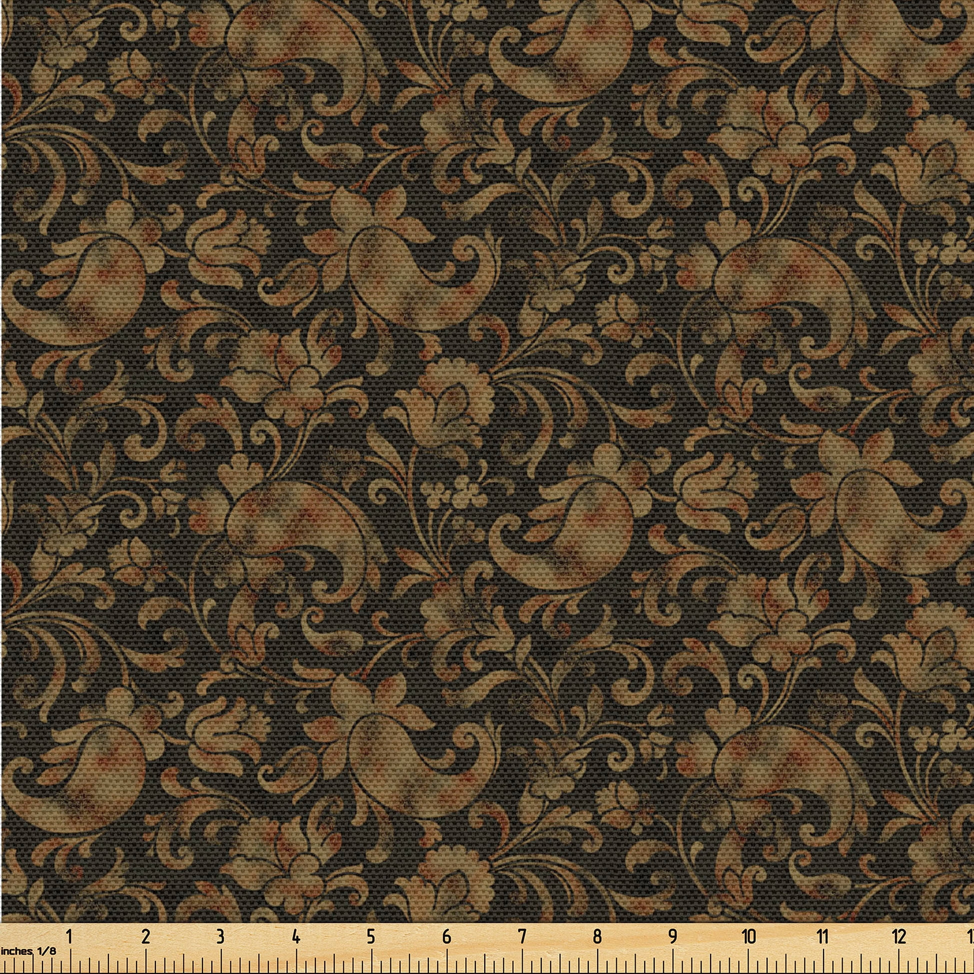 Ambesonne Paisley Themed Fabric by the Yard Upholstery, Boho Damask ...
