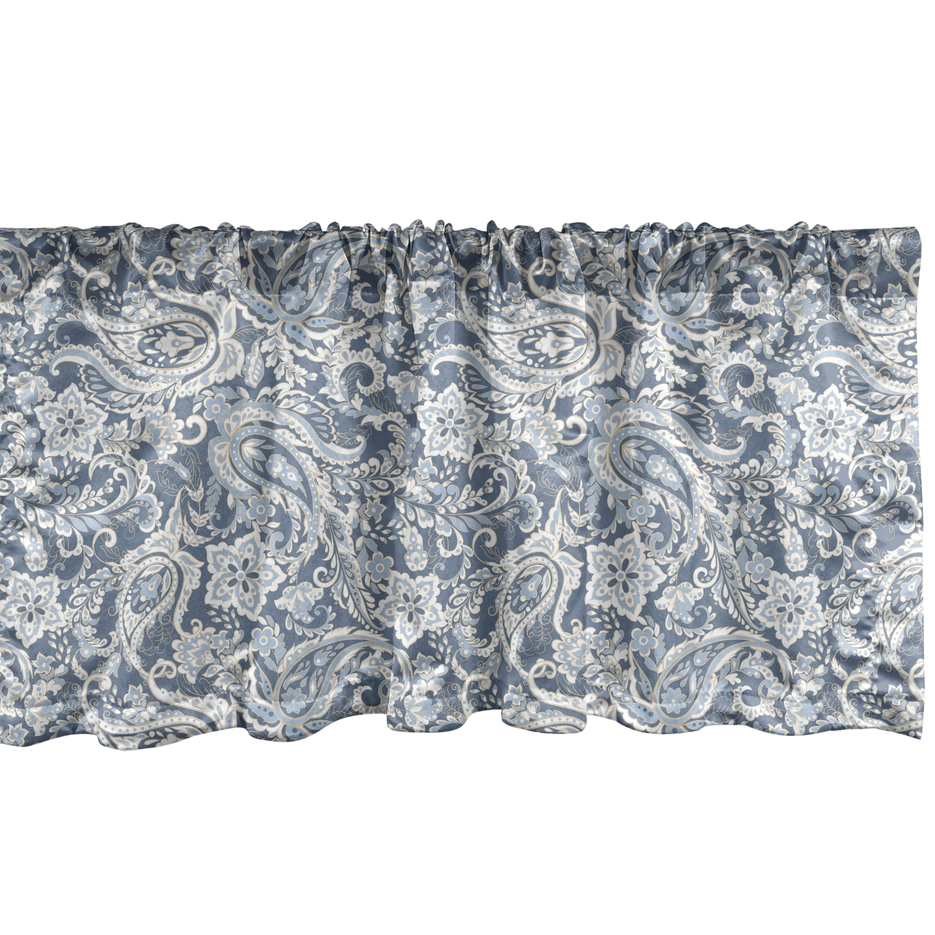 Ambesonne Paisley Valance Pack of 2, Vintage Floral, 54"X12", Blue Grey ...