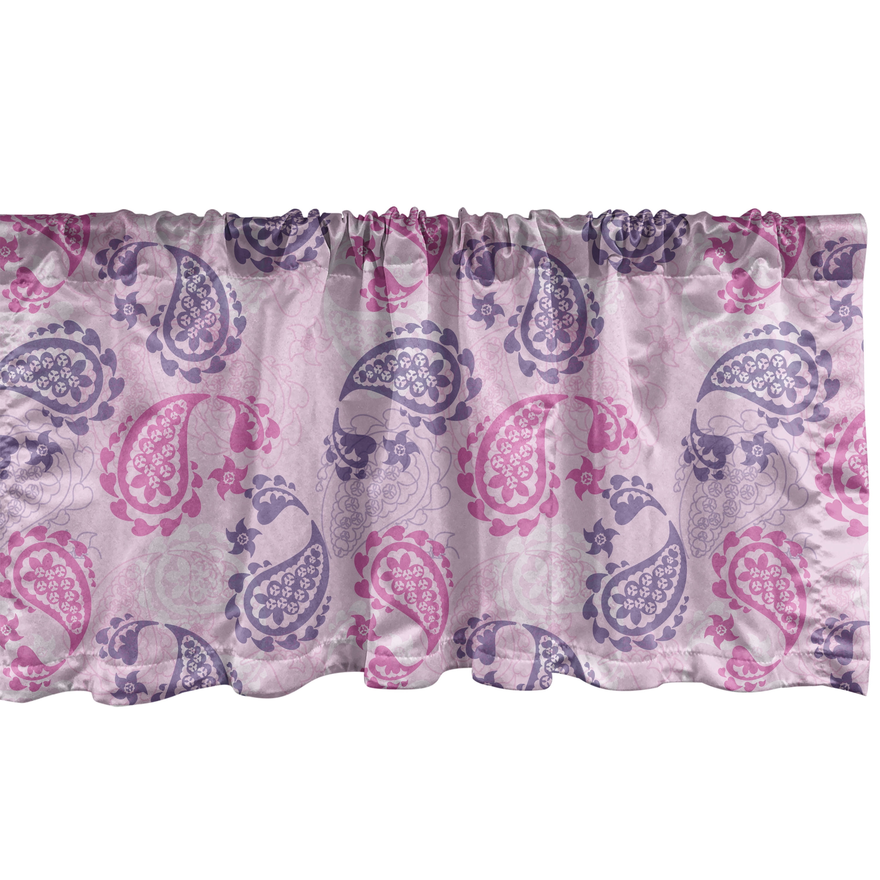 Ambesonne Paisley Window Valance, Art Effects, 54" X 12", Fuchsia Lilac ...
