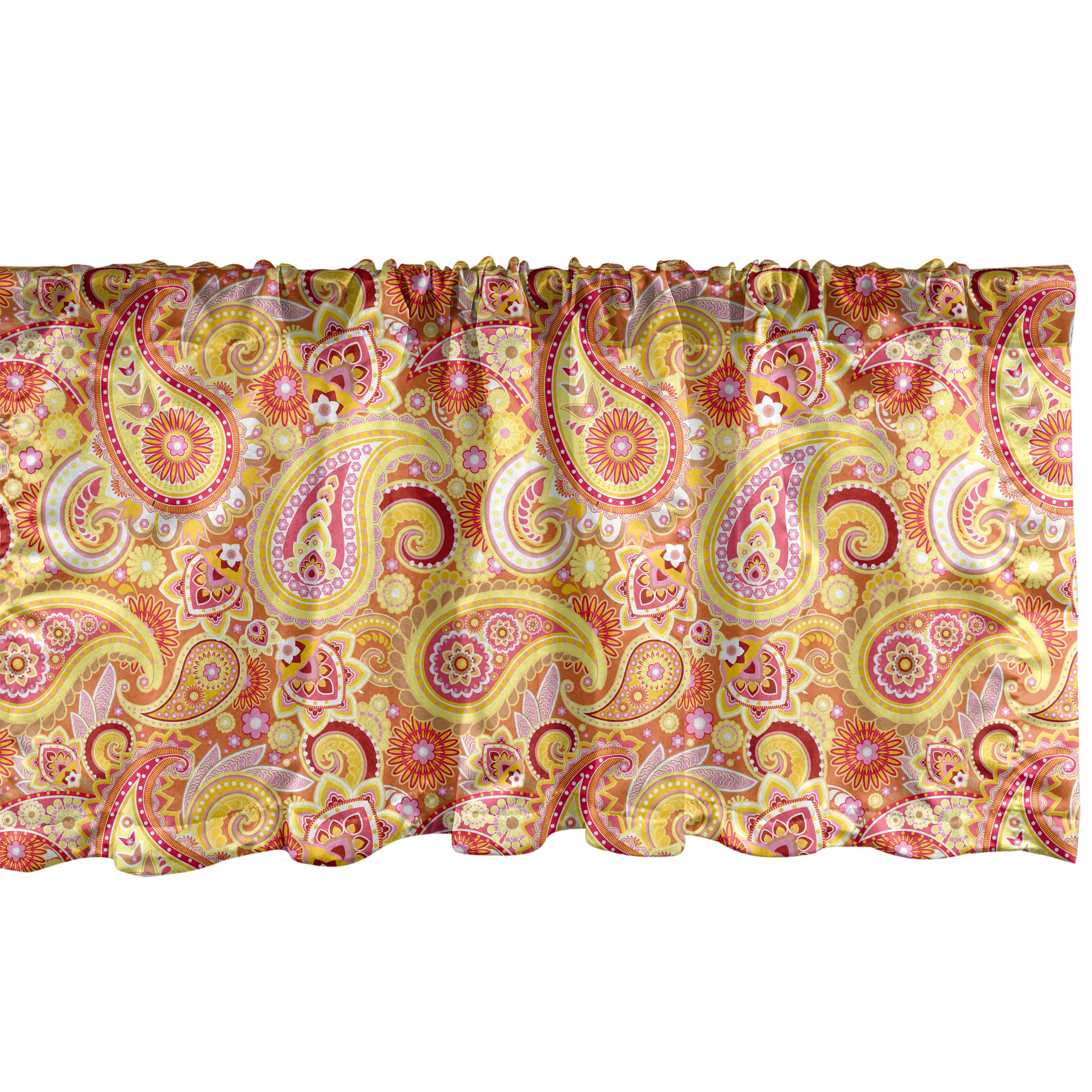 Ambesonne Paisley Window Valance, Buta Folk Motifs Floral, 54" X 18 ...