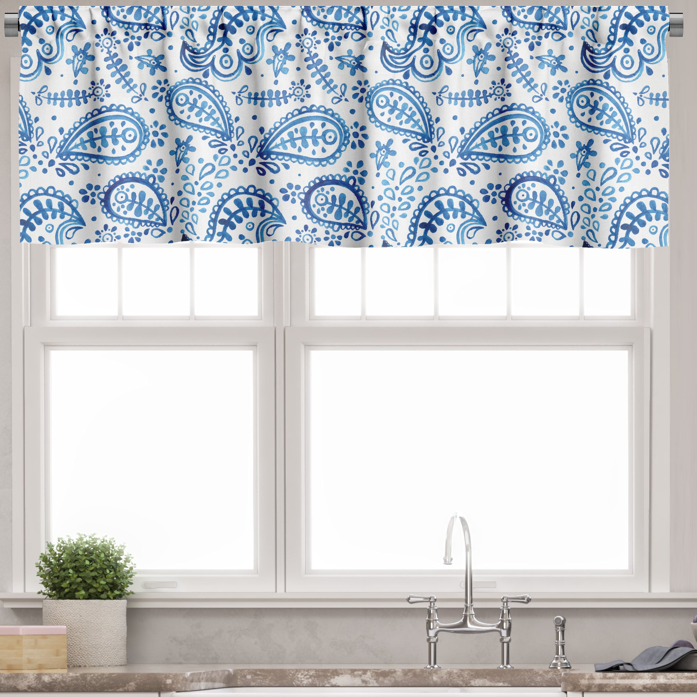 Ambesonne Paisley Window Valance Sketch Flower And Flake 54 X 12