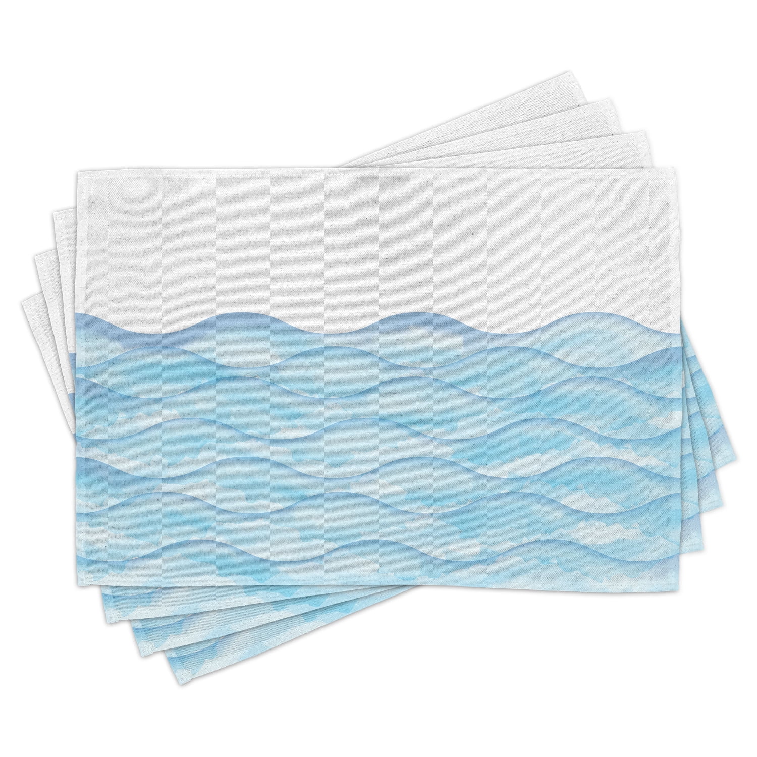 Ambesonne Pale Blue Place Mats Set of 4, Sea Ocean Waves Art, Standard ...