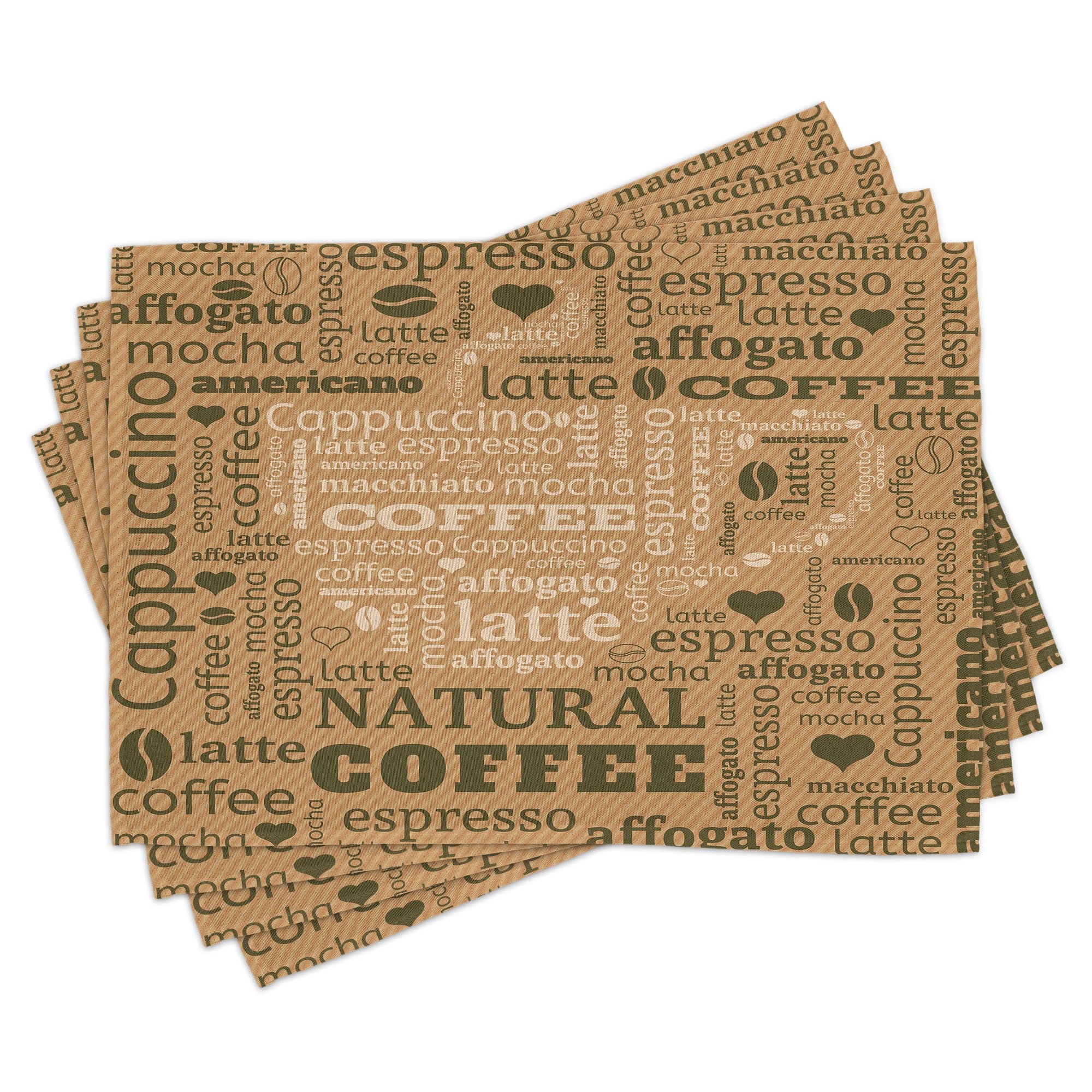 Ambesonne Pale Brown Place Mats Set of 4, Hot Coffee Beverage, Standard ...