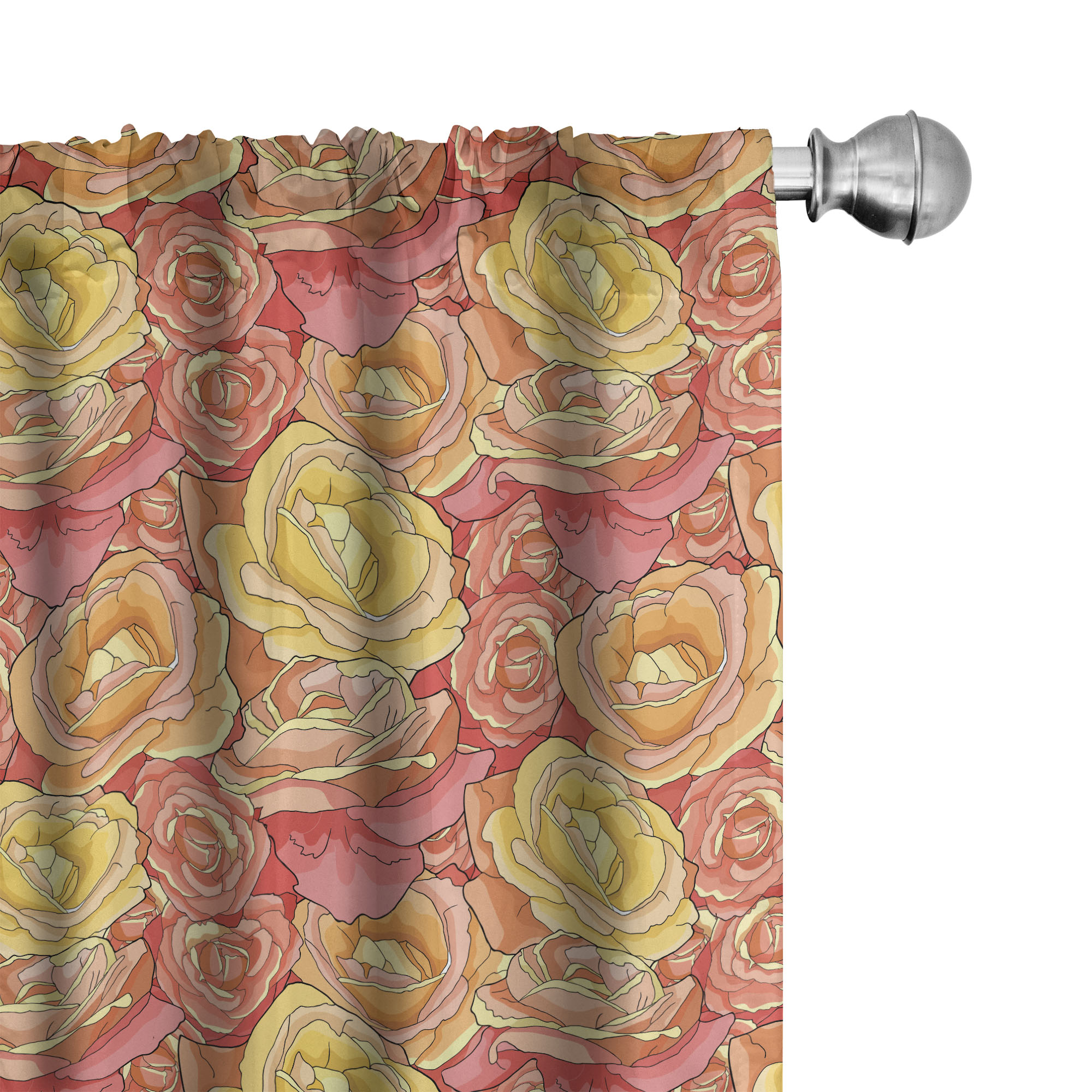 Ambesonne Pale Pink Curtains, Romantic Roses Garden, Pair of 28"x63 ...