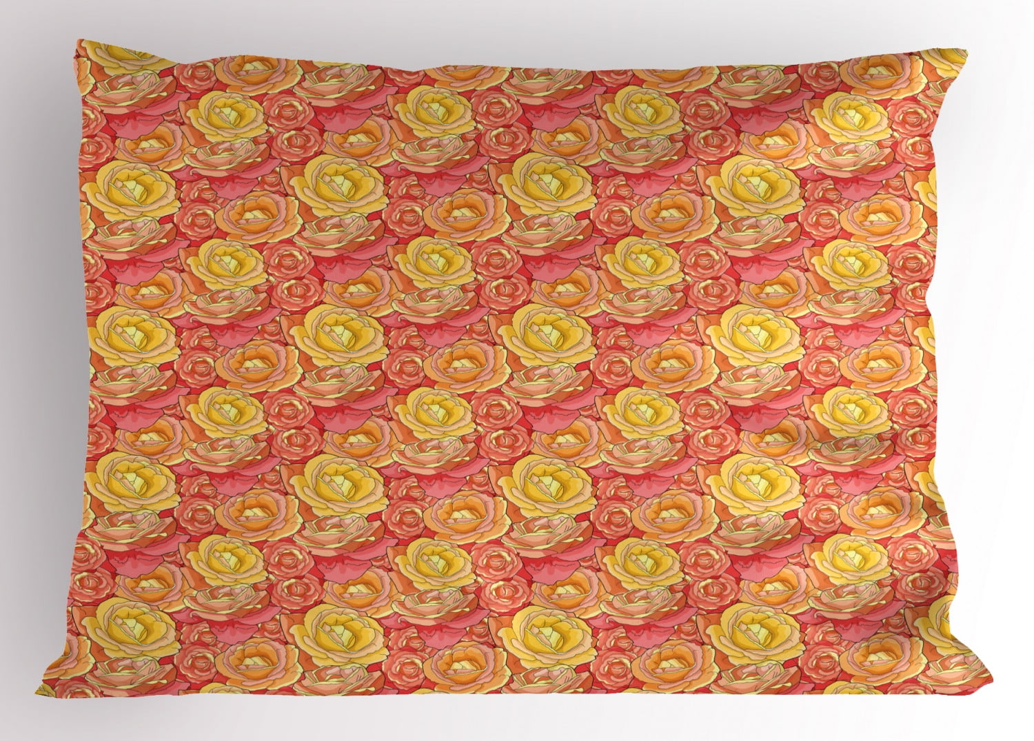 Ambesonne Pale Pink Pillow Sham, Romantic Roses Garden, 36" X 20 ...