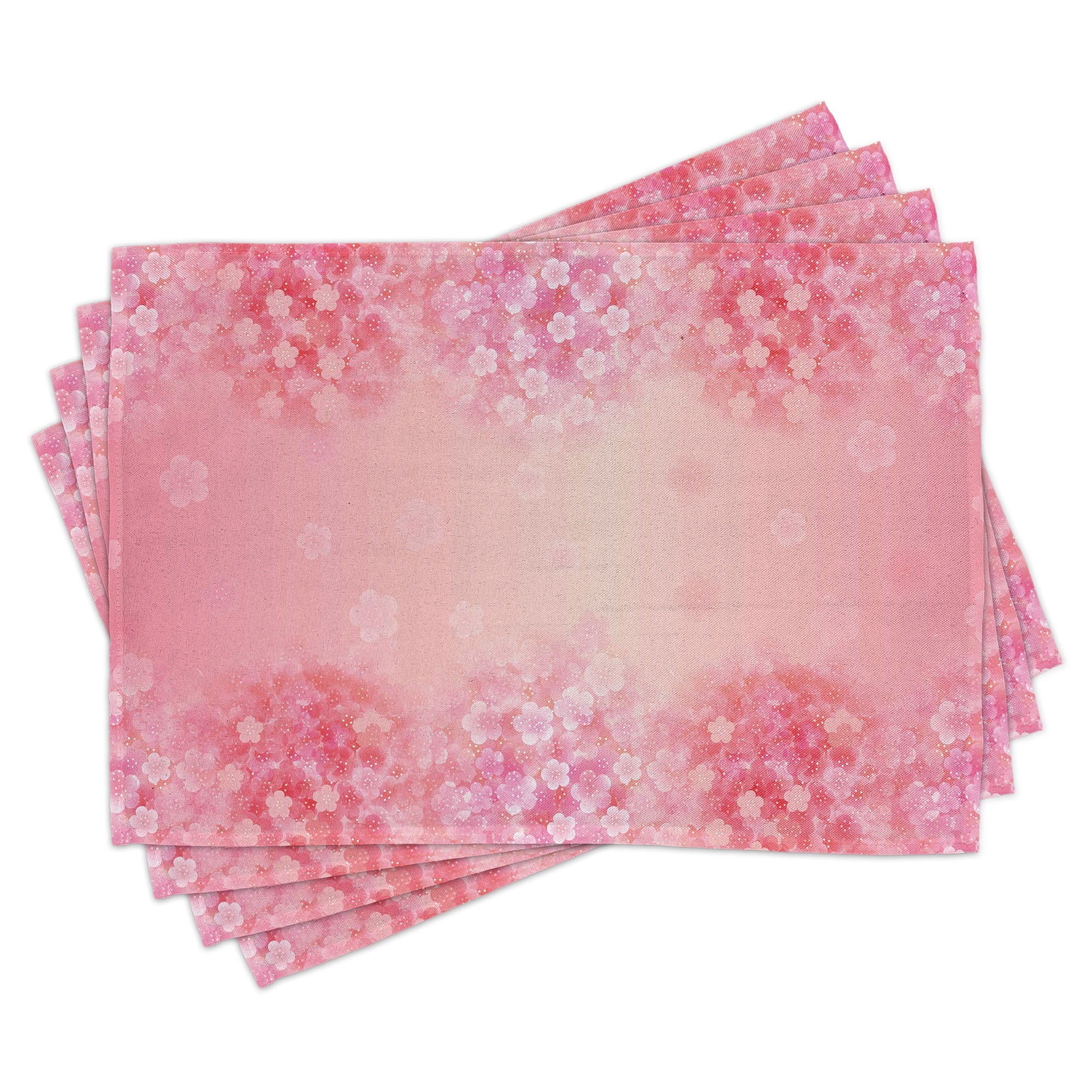 Ambesonne Pale Pink Place Mats Set of 4, Plum Blossom Botany, Standard ...