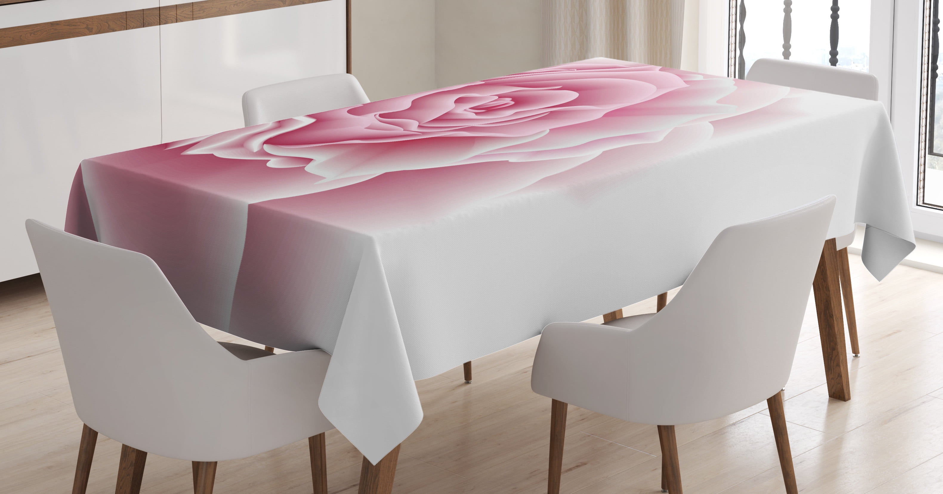 Ambesonne Pale Pink Tablecloth Rectangular Table Cover, Rose Petals ...