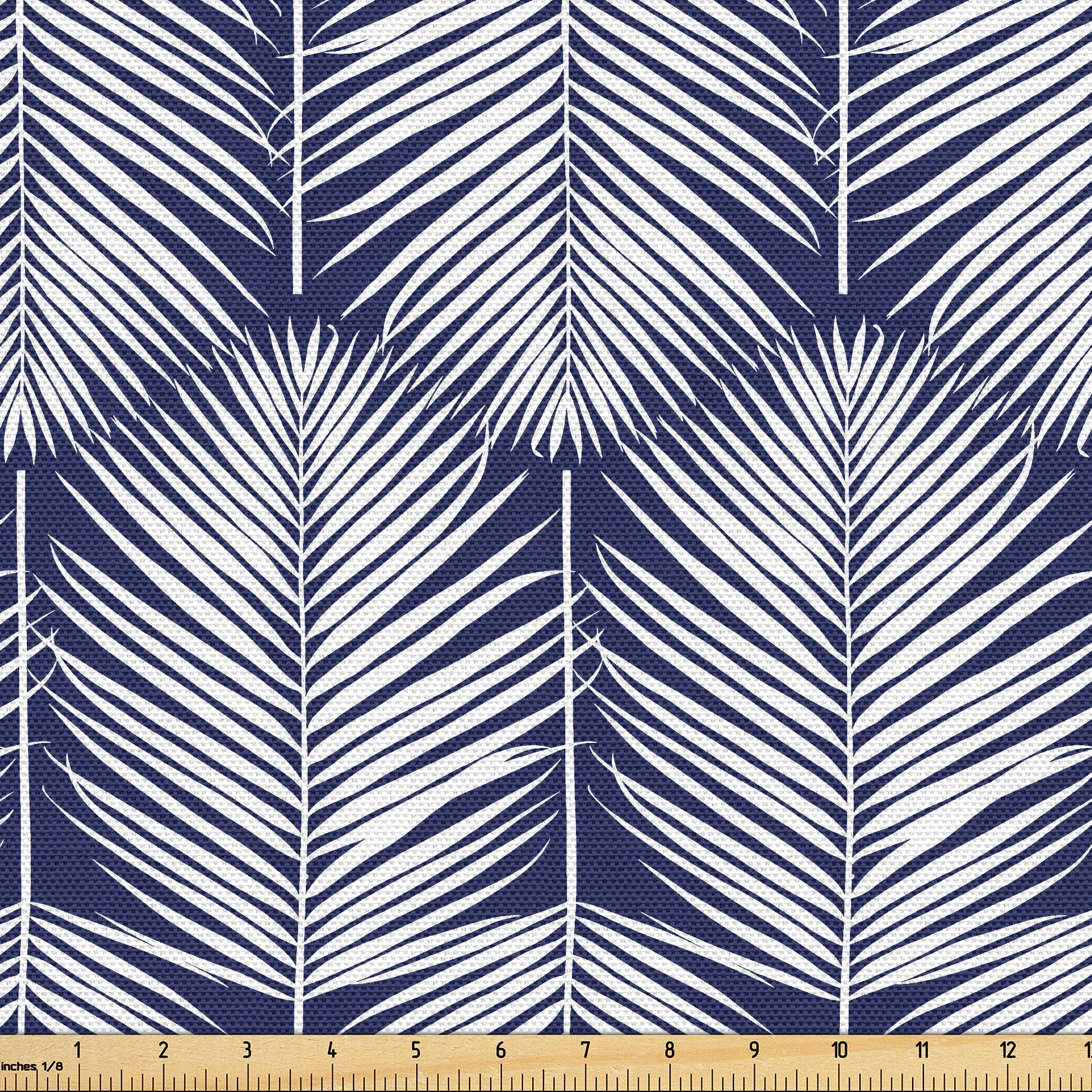 Ambesonne Palm Leaf Fabric by the Yard Upholstery, Navy Tropic Leaves Exotic, 1 Yard, Navy Blue ...